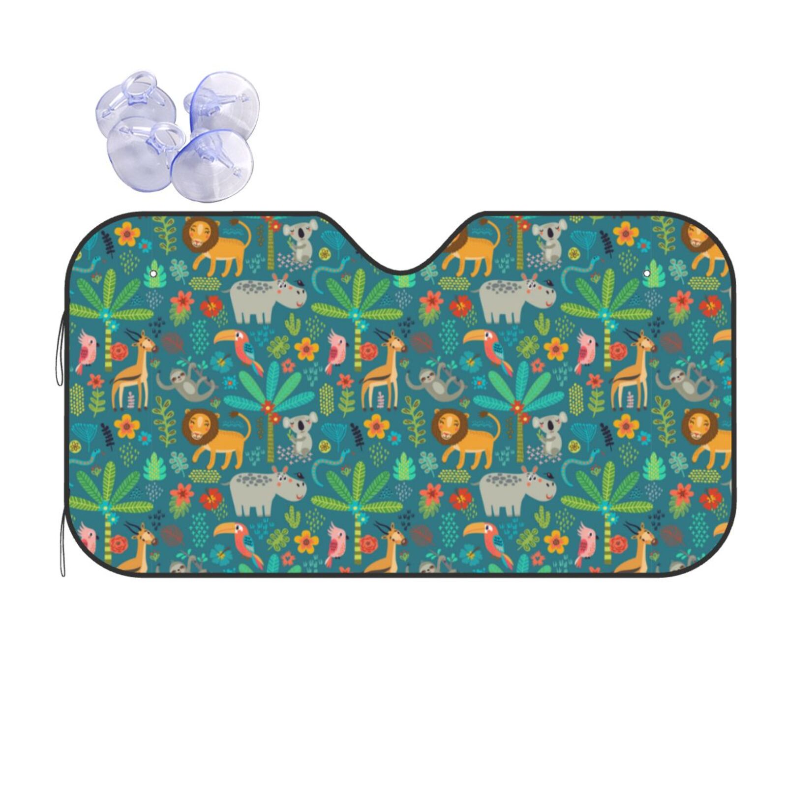 Lukts Jungle Animals Car Windshield Sun Shade With Storage Pouch ...