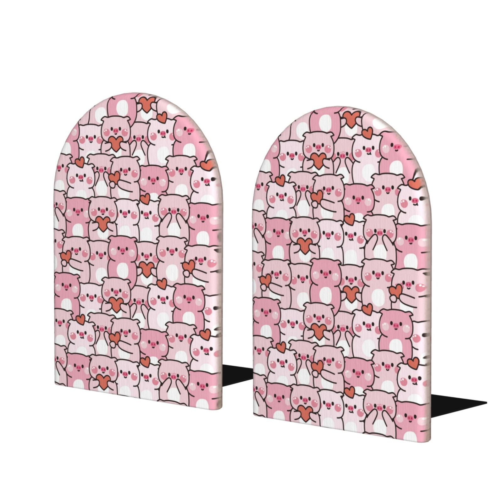 Lukts Kawaii Pig for Wooden Bookends, Heavy Duty Metal Bookshelf ...