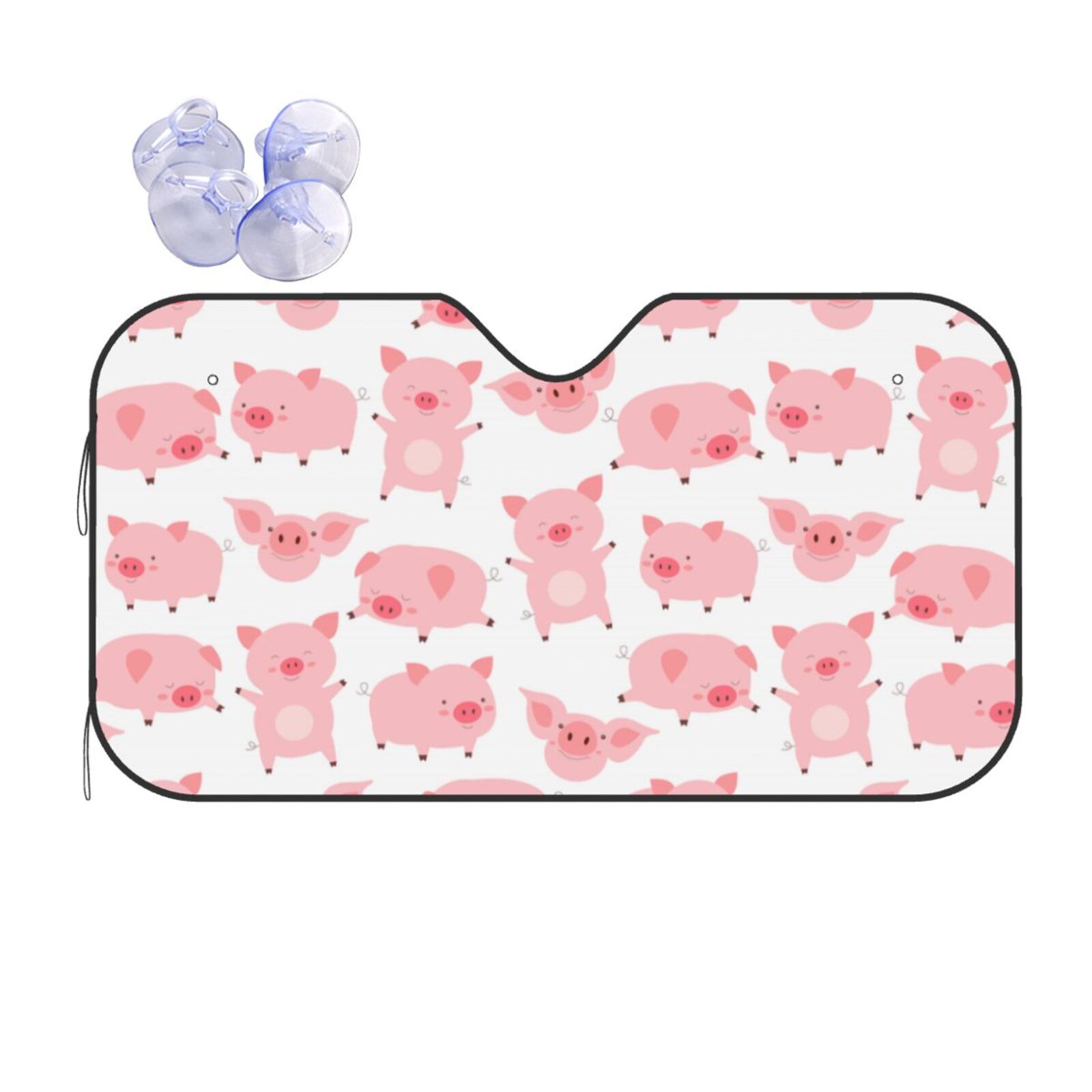 Lukts Kawaii Pigs Car Windshield Sun Shade With Storage Pouch,Foldable ...