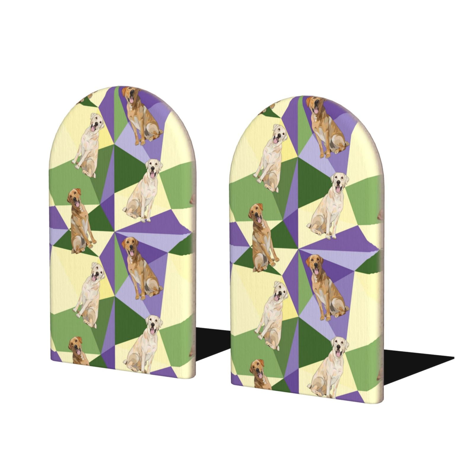 Lukts Labrador Retriever Dog Print Wood Bookends,Non-Skid Bookend for ...