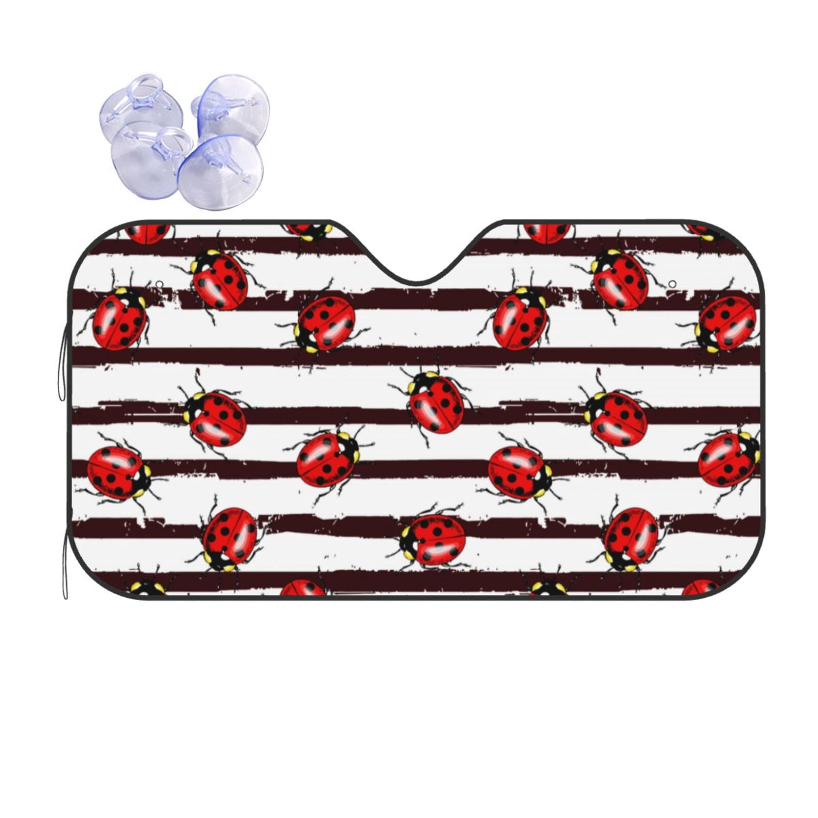 Lukts Ladybugs On Black And White Striped1 Car Windshield Sun Shade ...