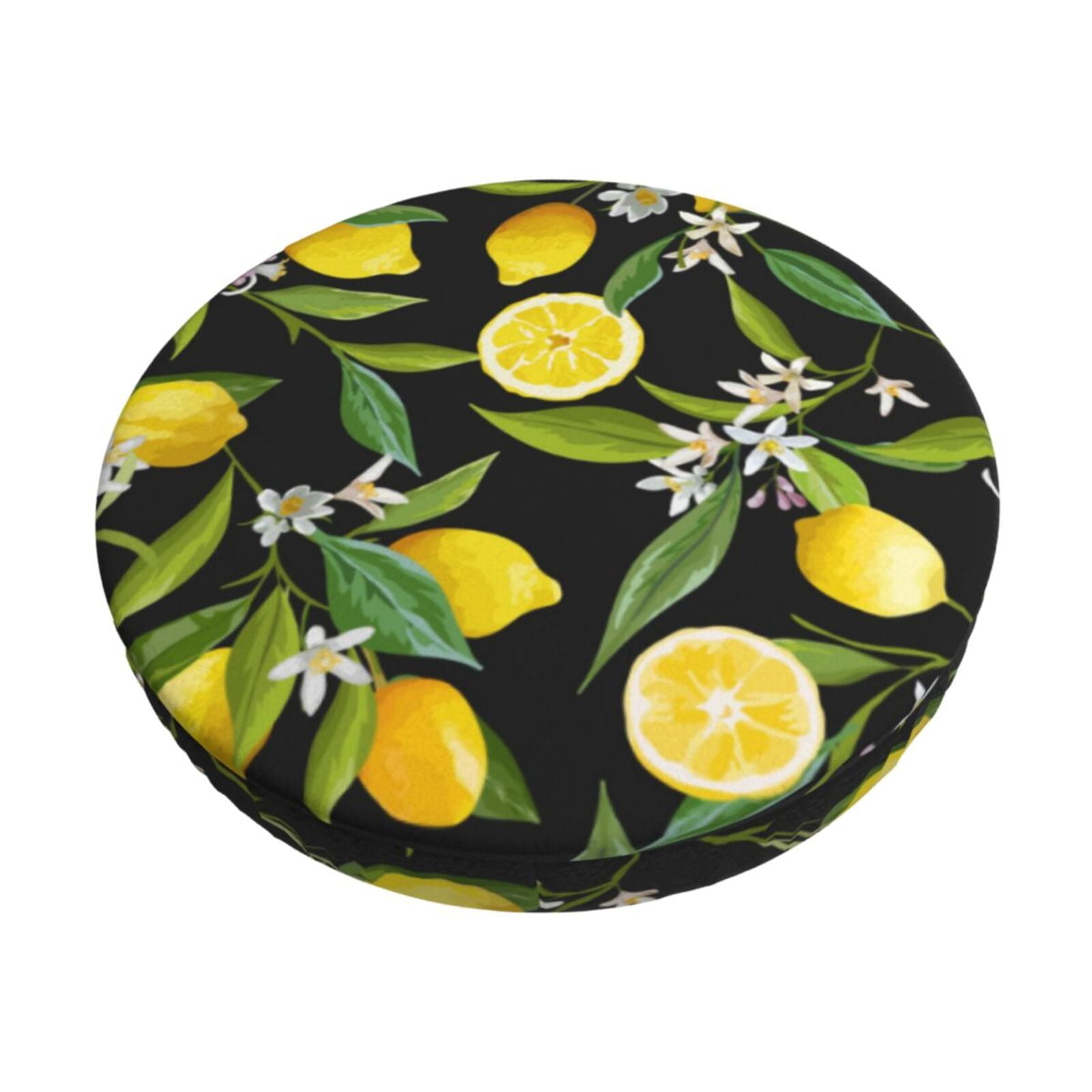 Lukts Lemon Fruits Flowers Leaves Bar Stool Covers 12"-14" Round Crease ...