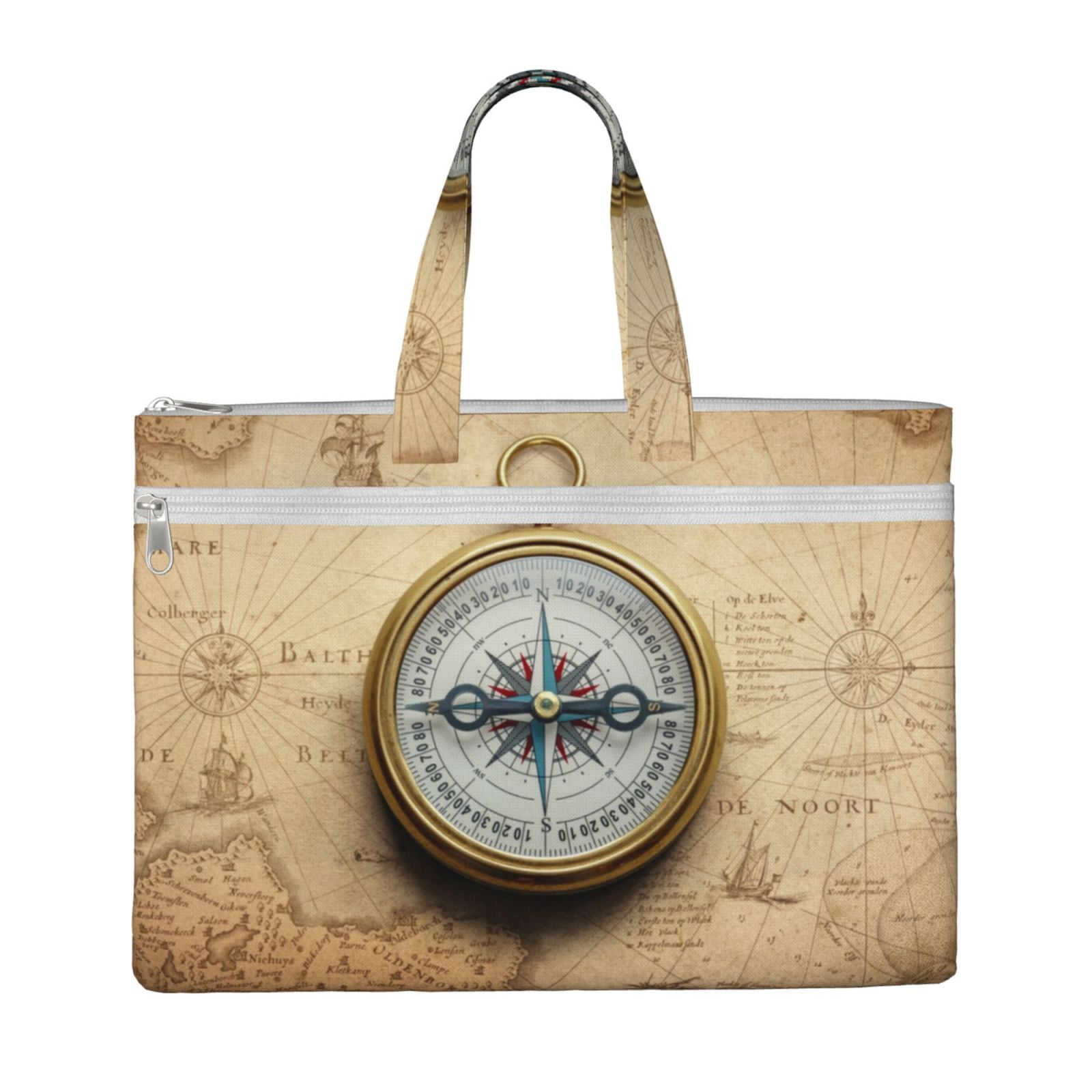 Lukts Magnetic Old Compass On World Map for Portable Canvas Document ...
