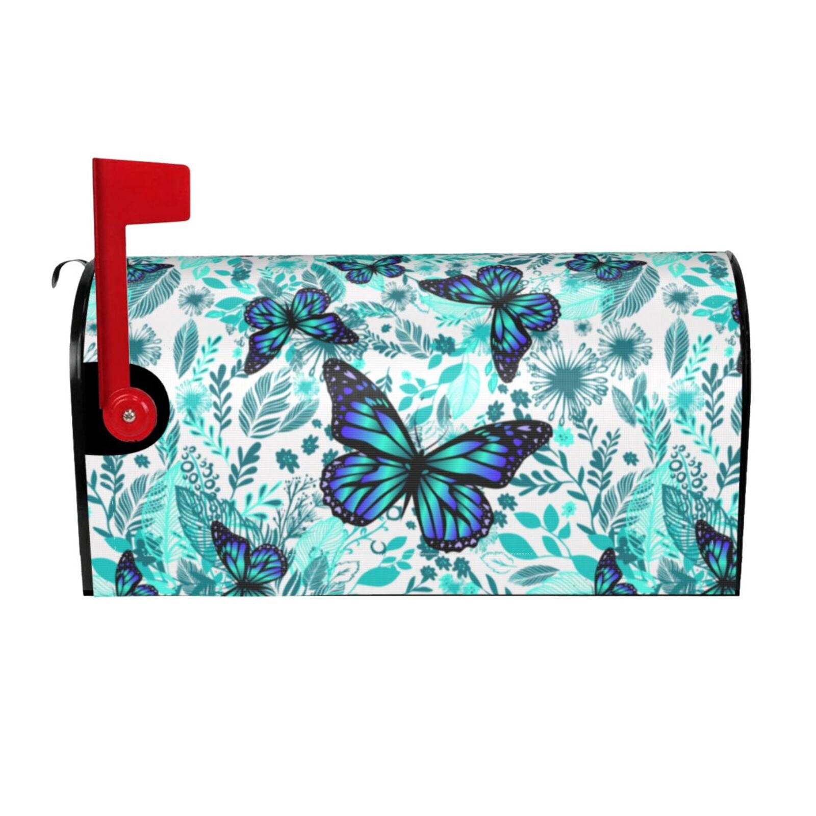 Lukts Mailbox Covers Magnetic Blue Floral With Butterflies Mailbox ...