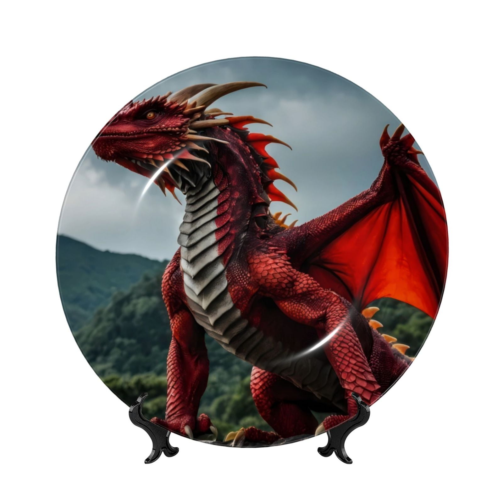 Lukts Majestic Red Dragon for Bone China Decorative Plates, Ceramic ...
