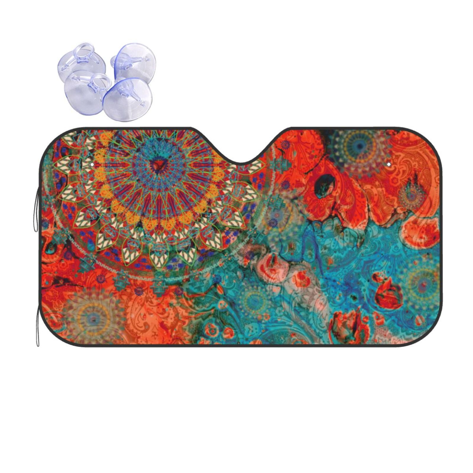 Lukts Mandala Colorful 1 Car Windshield Sun Shade With Storage Pouch ...