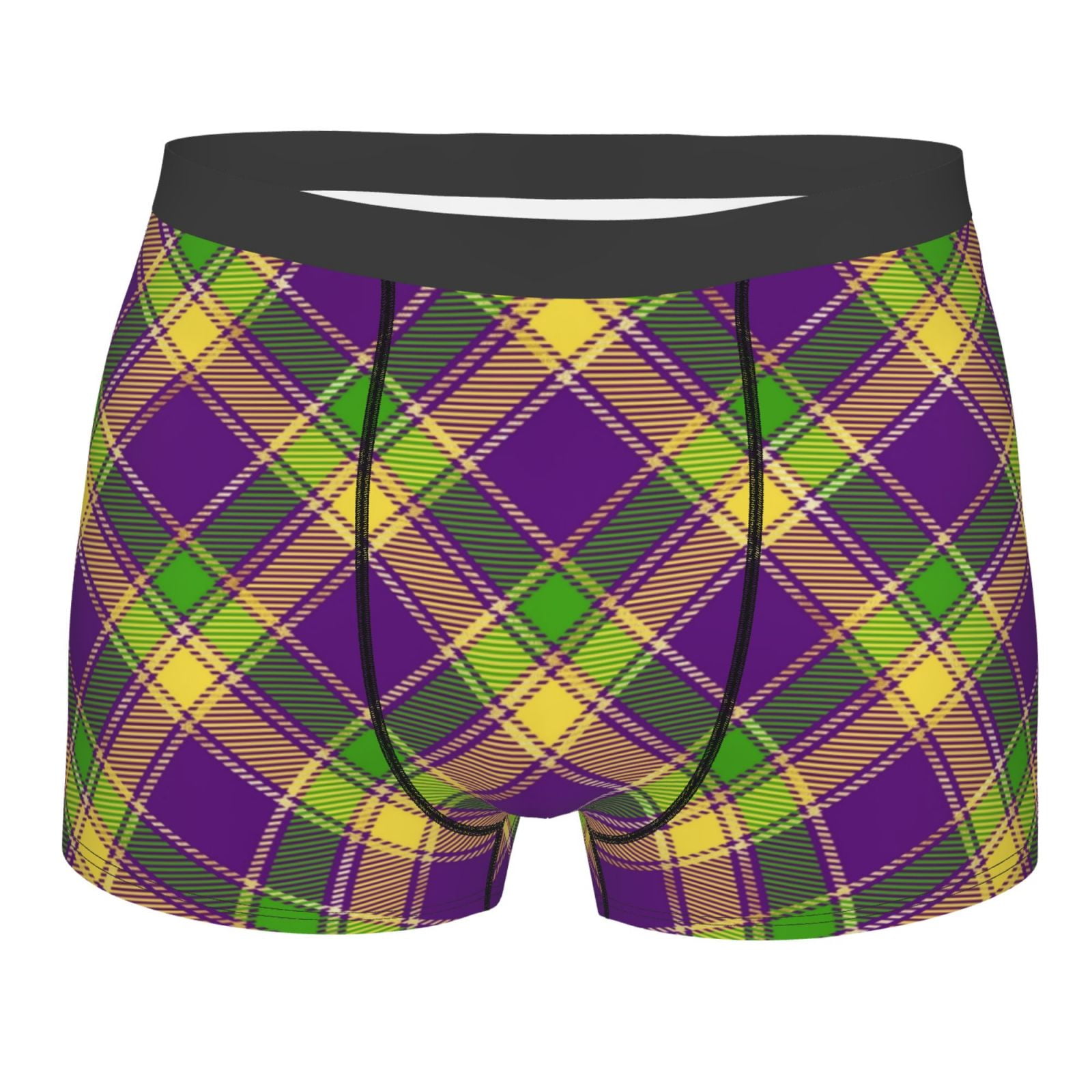 Lukts Mardi Gras Plaid Men'S Underwear Covered Waistband Boxer Briefs ...