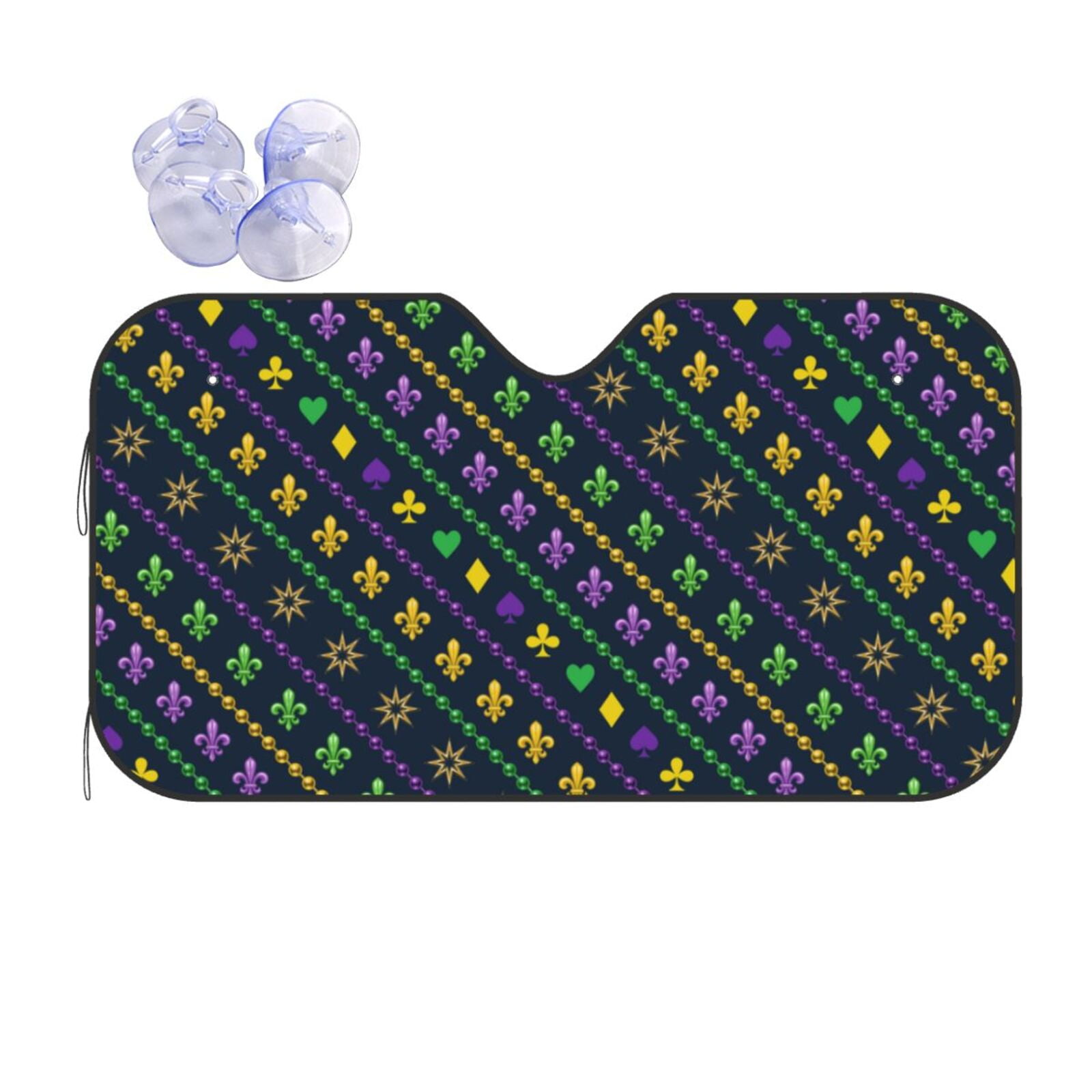 Lukts Mardi Gras Strings Of Beads Car Windshield Sun Shade With Storage ...