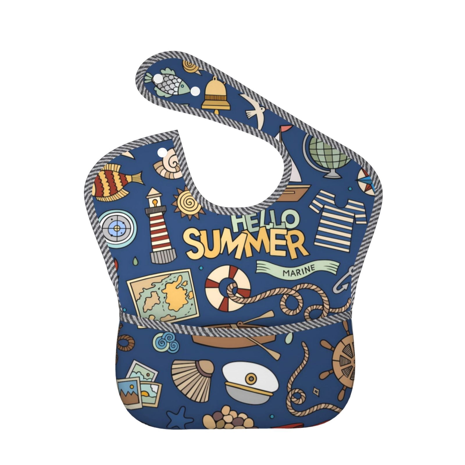Lukts Marine Nautical for Toddler Adjustable Waterproof Bibs, Feeding ...