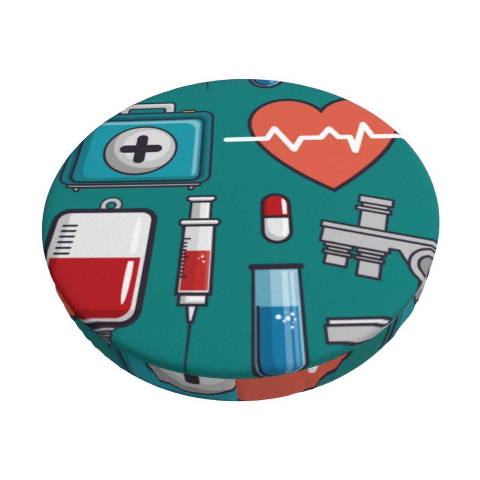 Lukts Medical Elements Bar Stool Covers 12"-14" Round Crease-Resistant Stretchy Washable ...