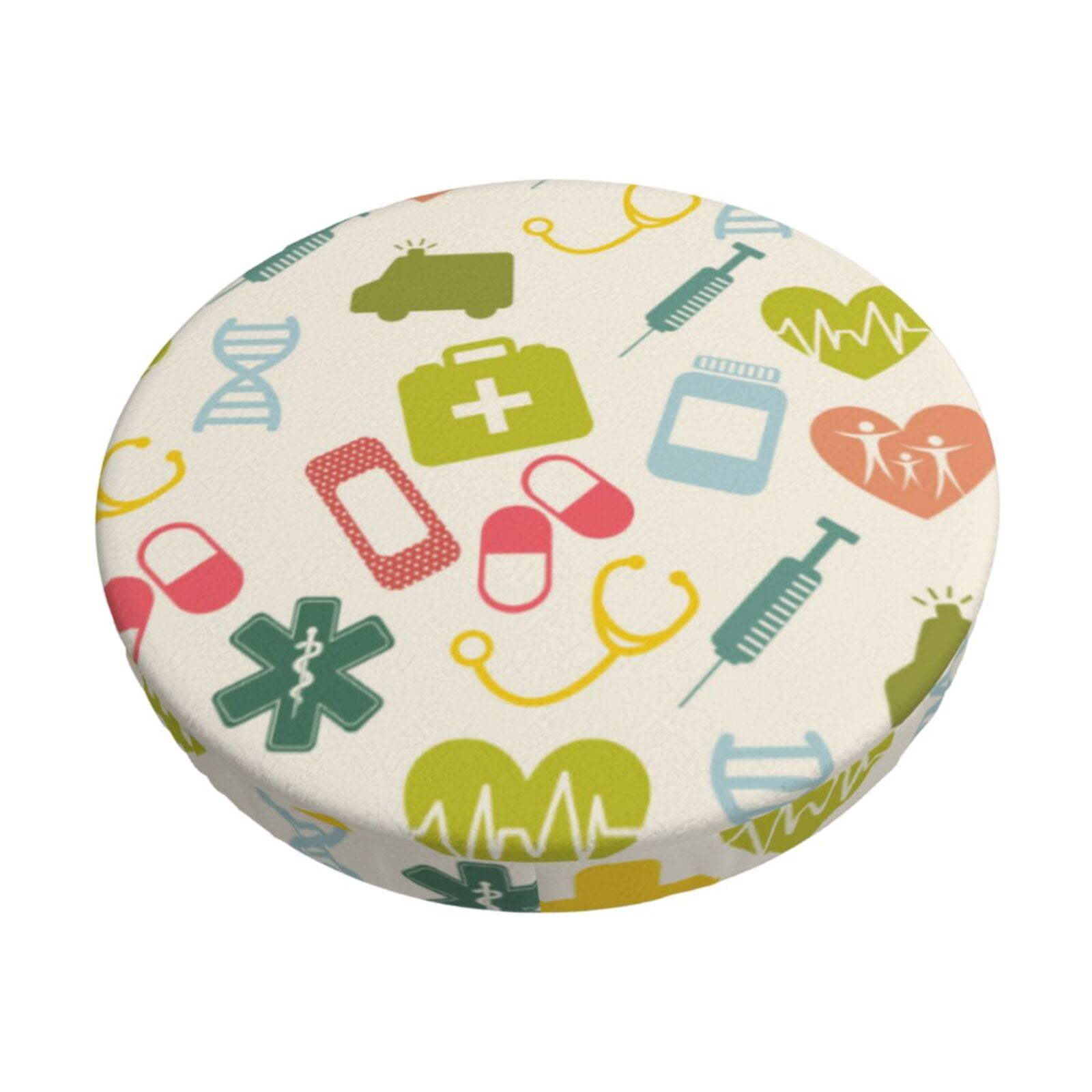 Lukts Medical Icons Bar Stool Covers 12"-14" Round Crease-Resistant ...