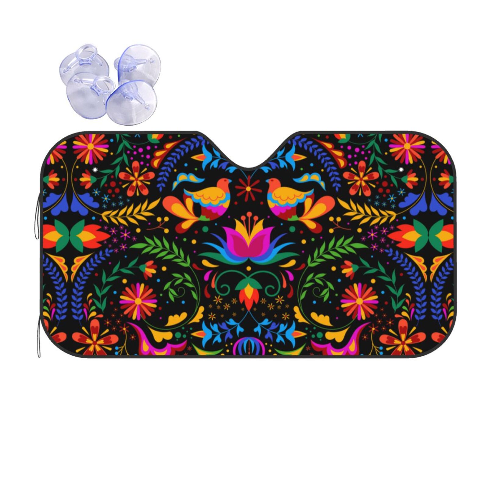 Lukts Mexican Flower Traditional1 Car Windshield Sun Shade With Storage ...