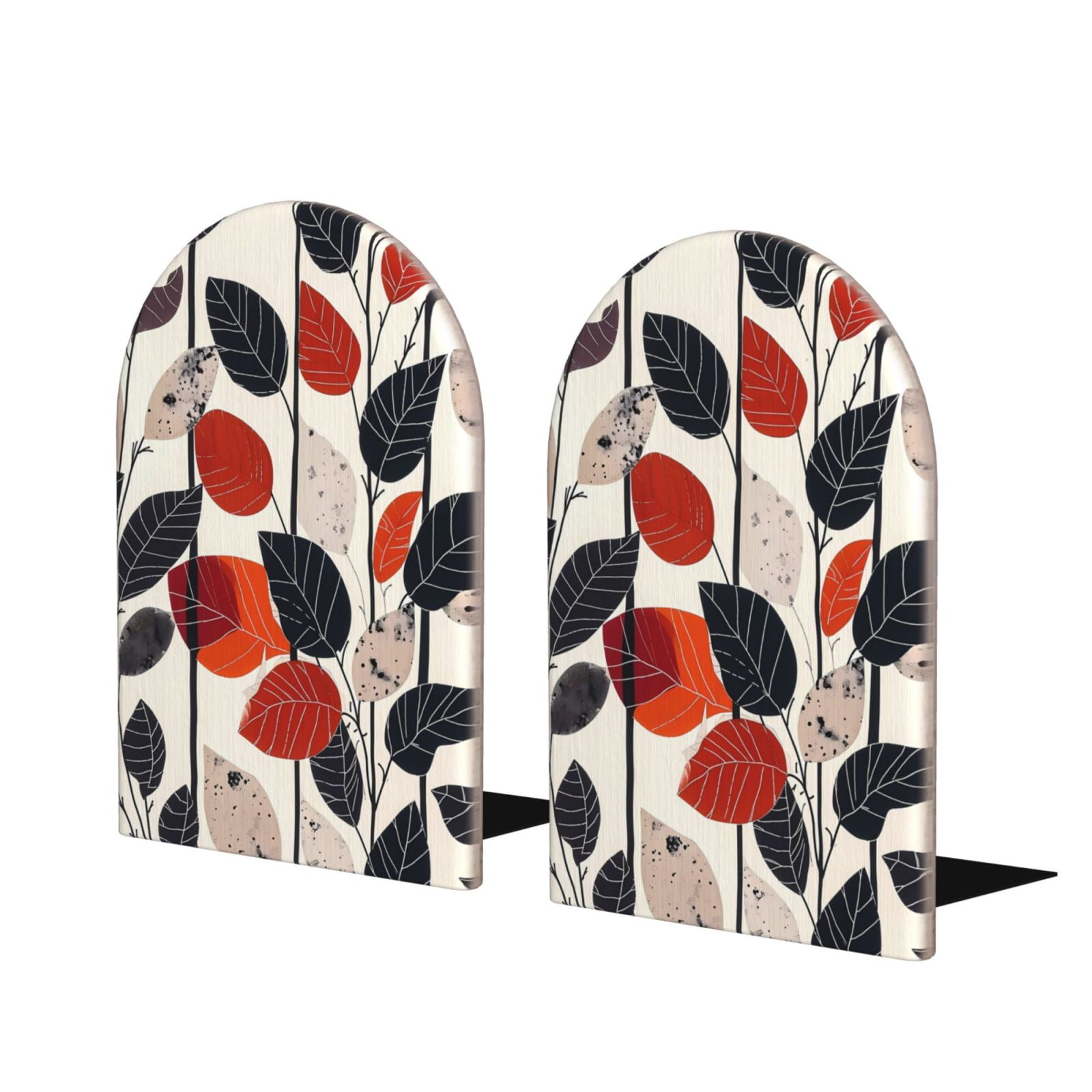 Lukts Modern Abstract Leaf Pattern for Wooden Bookends, Heavy Duty ...