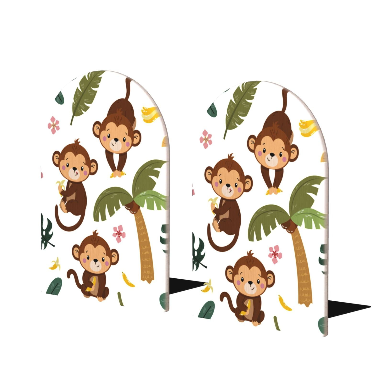 Lukts Monkeys Swinging from Palms for Wooden Bookends, Heavy Duty Metal ...