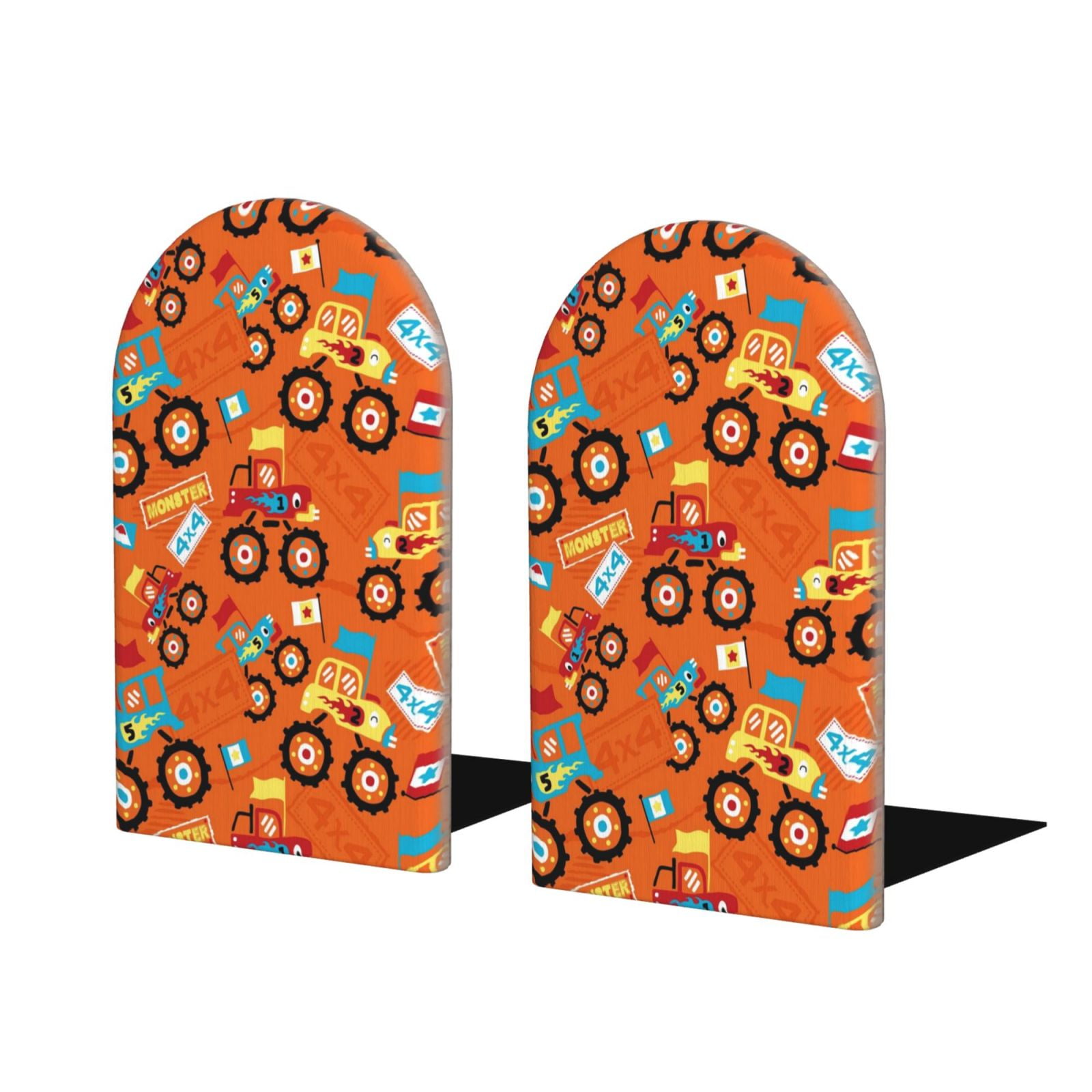 Lukts Monster Truck,Truck Cartoon Print Wood Bookends,Non-Skid Bookend ...