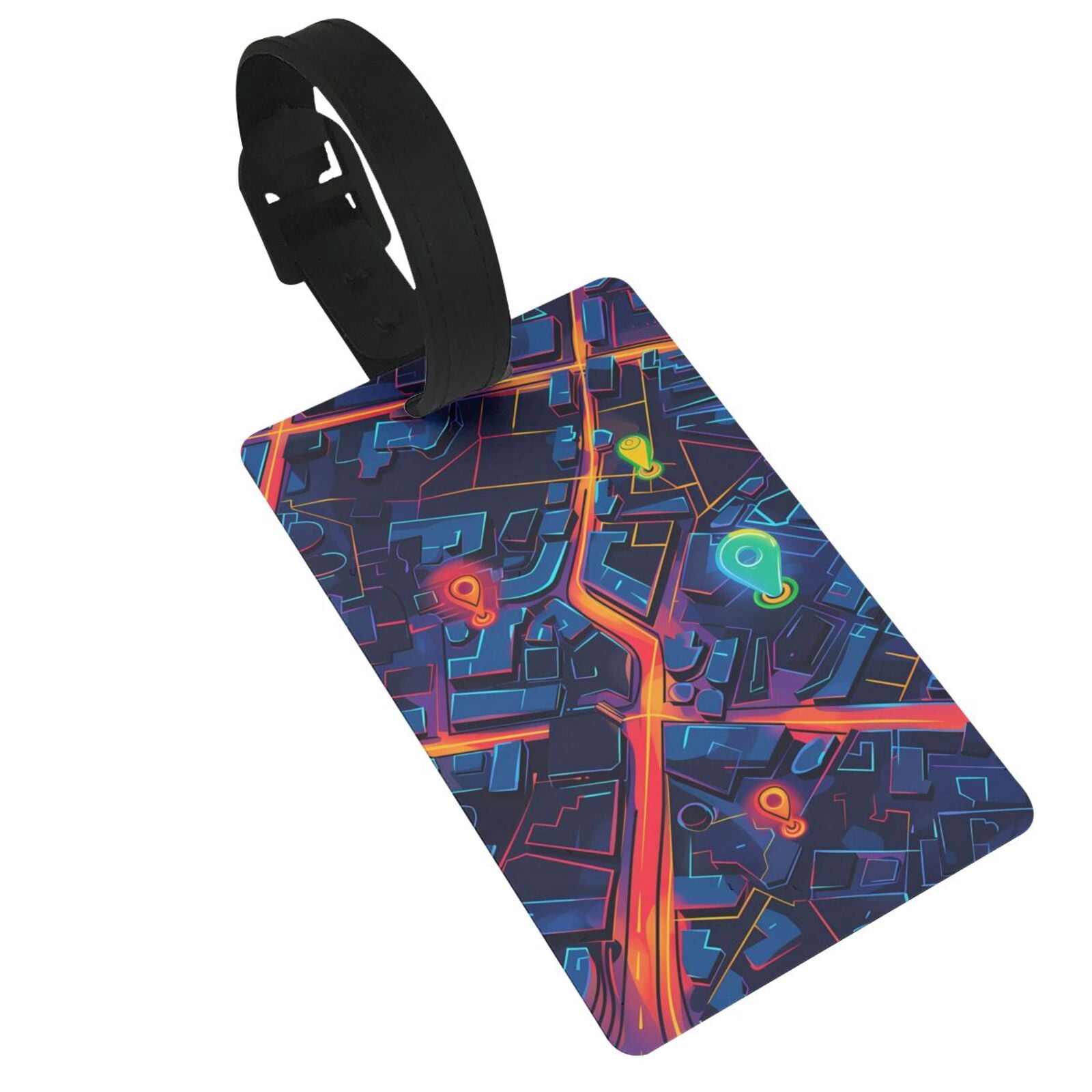 Lukts Neon City Map for Luggage Tag Hang Tag, PVC Travel Bag ID Tag ...