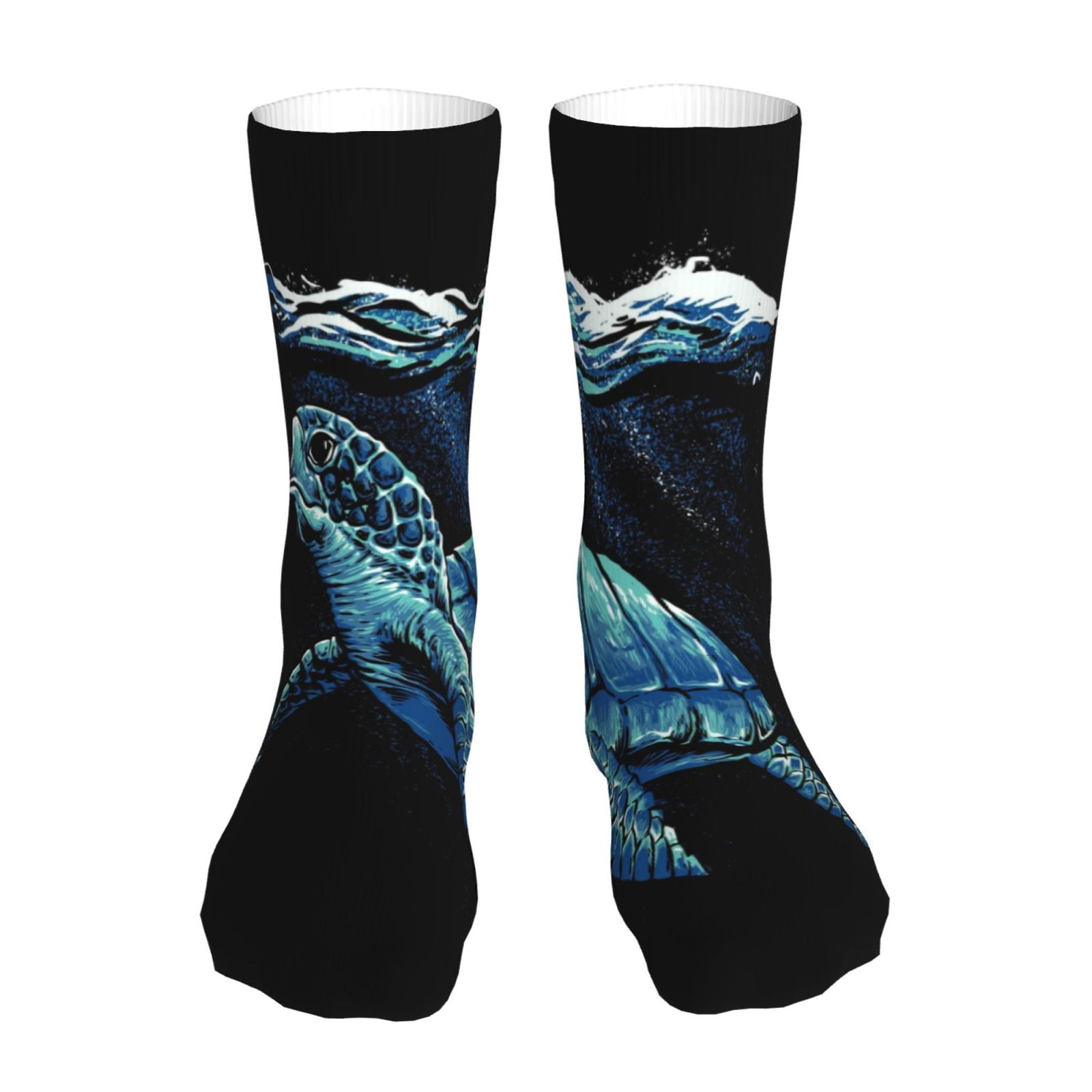 Lukts Ocean Turtle Print 16-inch Mid-Tube Socks, Training Sports Calf ...