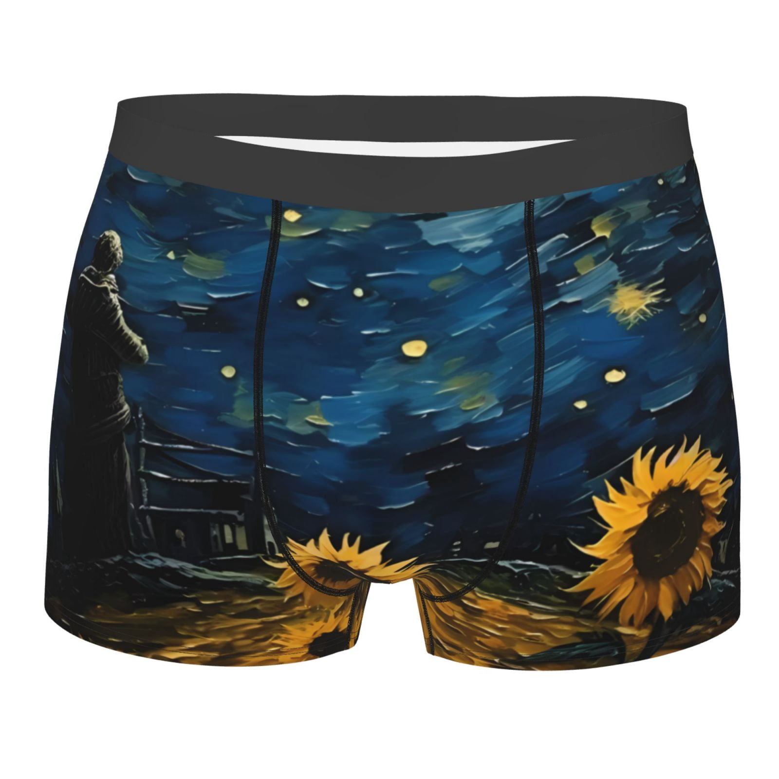Lukts Oil Starry Sky Sunflower Men's Underwear Covered Waistband Boxer ...