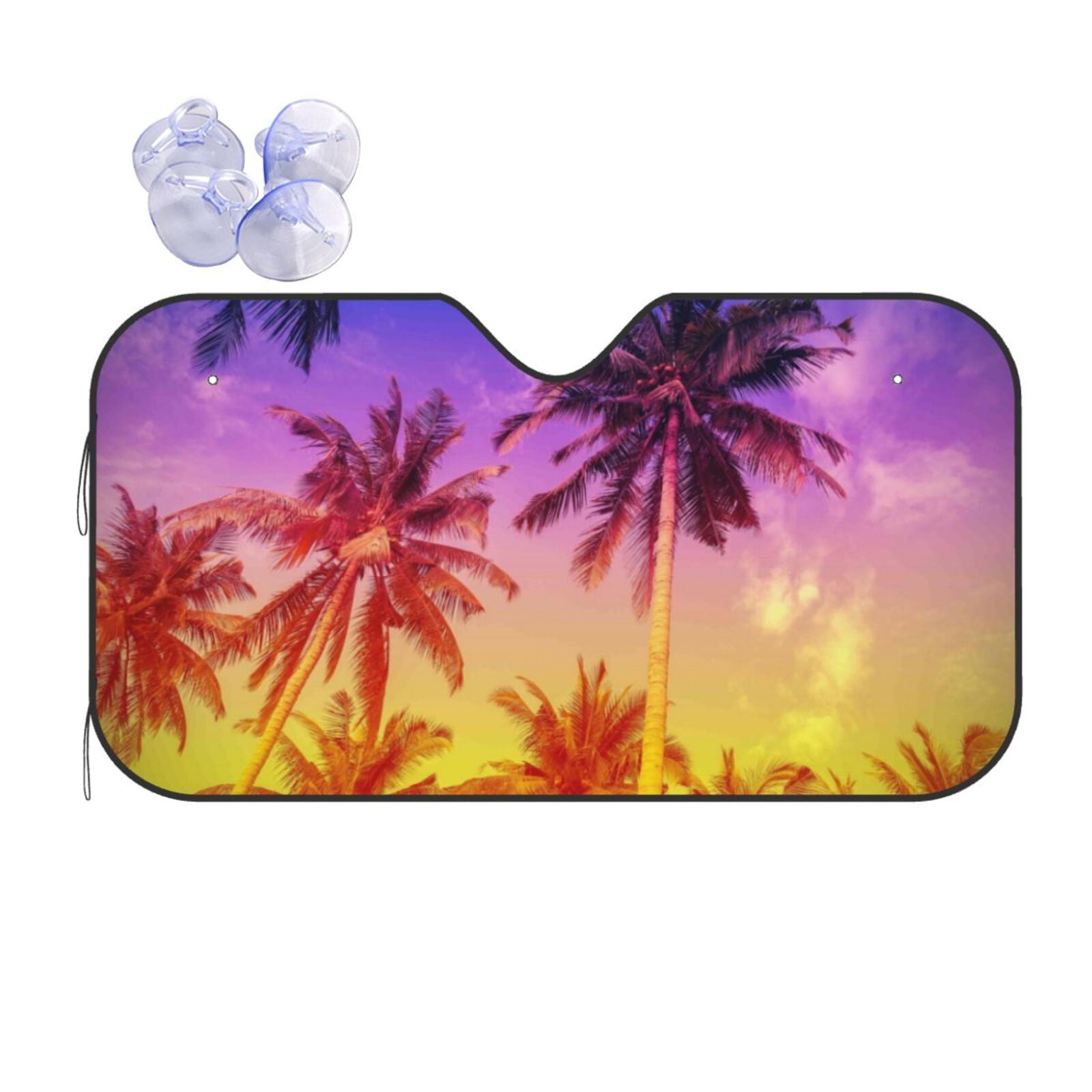 Lukts Palm Trees At Sunset Car Windshield Sun Shade With Storage Pouch ...