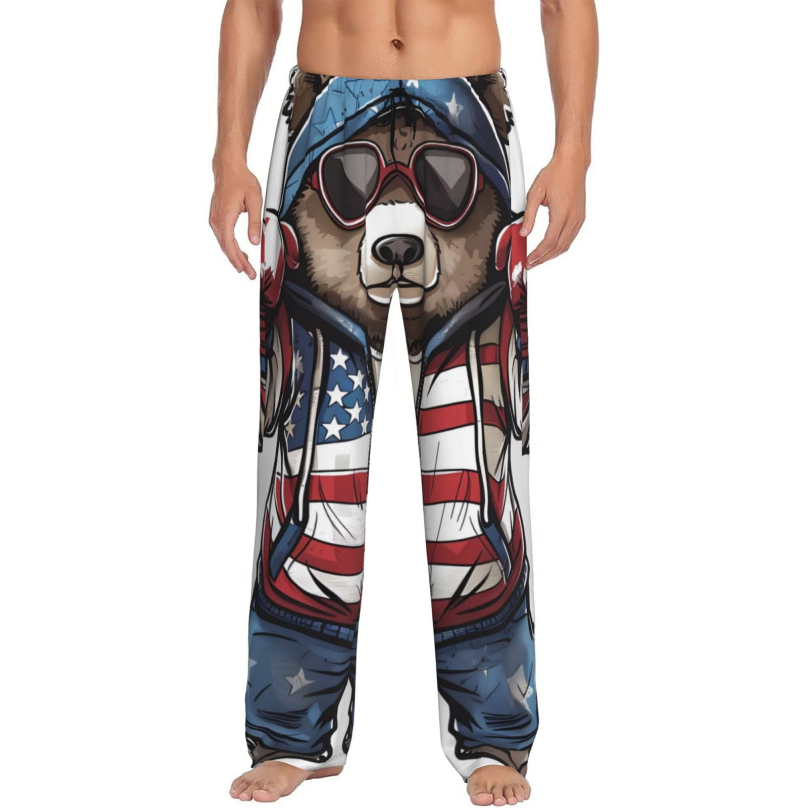 Lukts Patriotic Boxing Bear Art for Men - Sleek Straight Pajama Pants, Versatile Lounge Pants ...