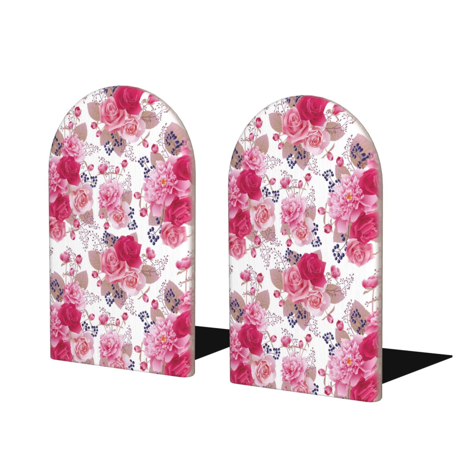 Lukts Peonies And Roses Print Wood Bookends,Non-Skid Bookend for ...
