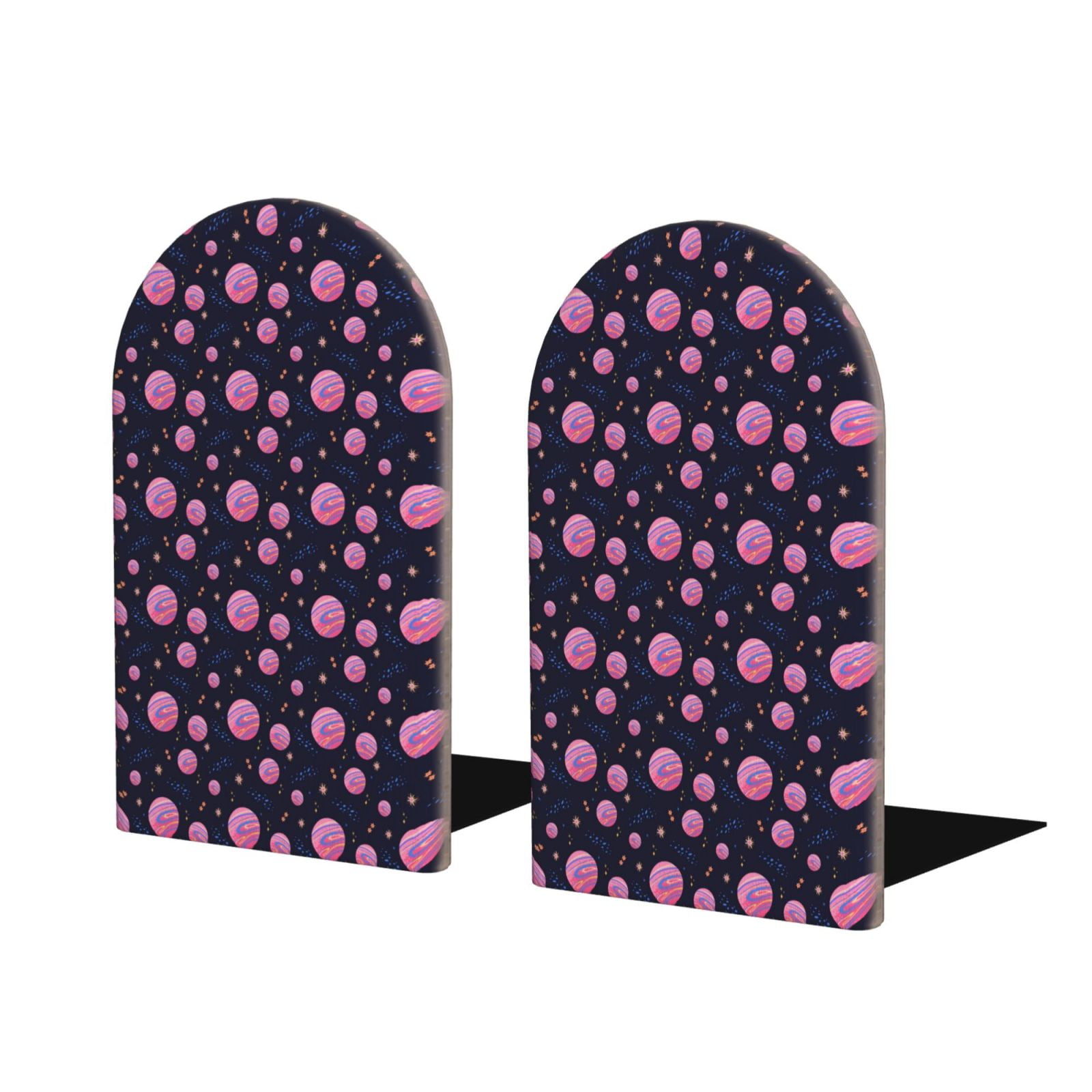 Lukts Pink Planets And Stars Print Wood Bookends,Non-Skid Bookend for ...