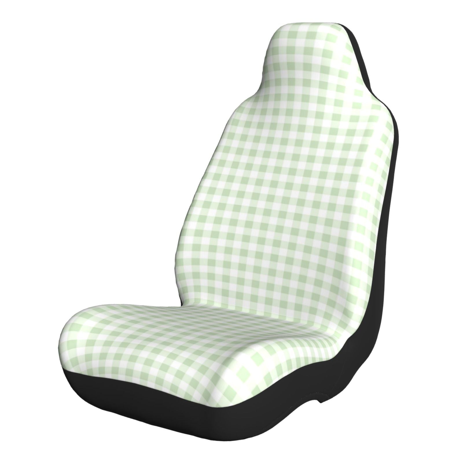 Lukts Pistachio Green Checkboard Print Car Seat Covers Full Set–Front ...