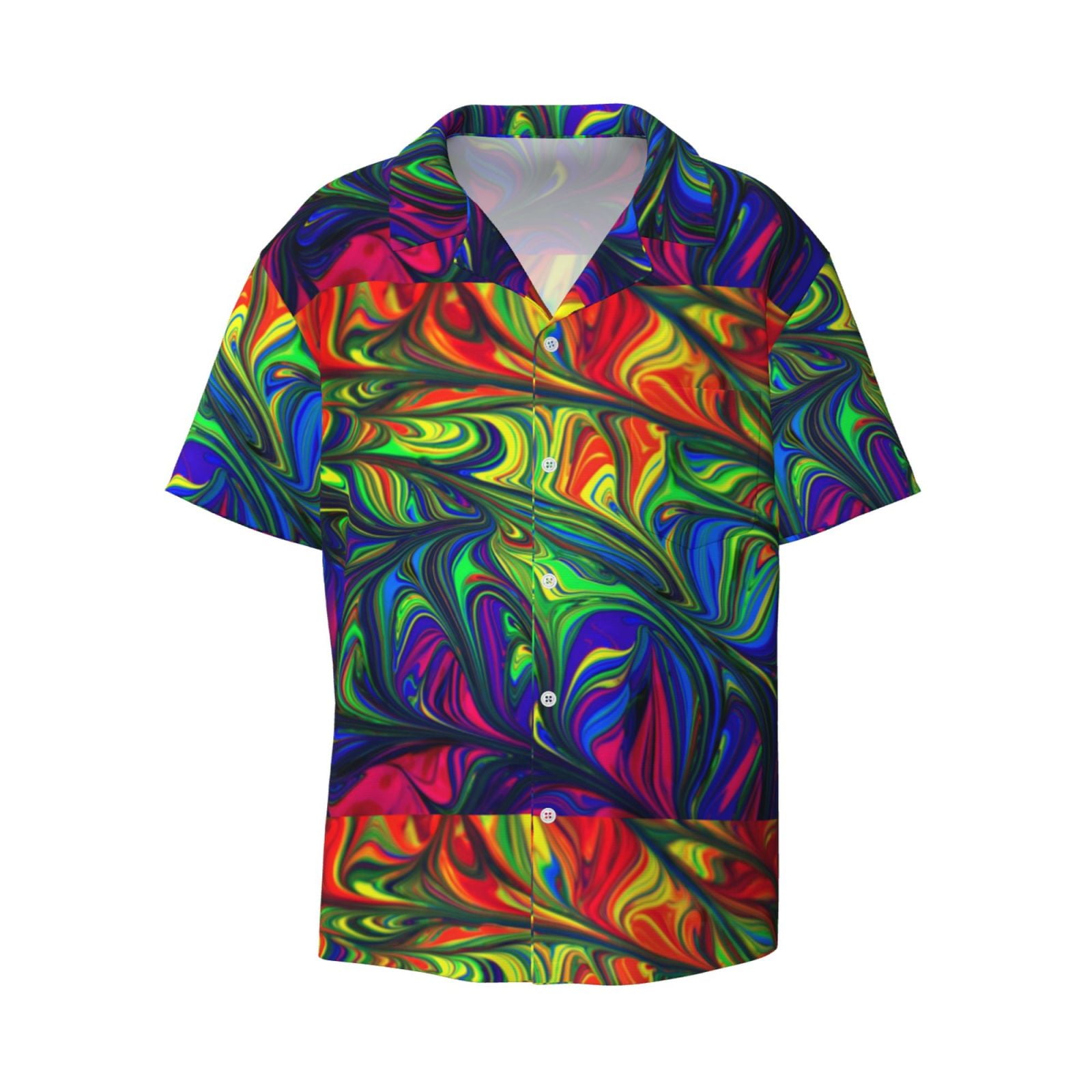 Lukts Pride Rainbow Men's Hawaiian Shirt Beach Short Sleeved Button top ...