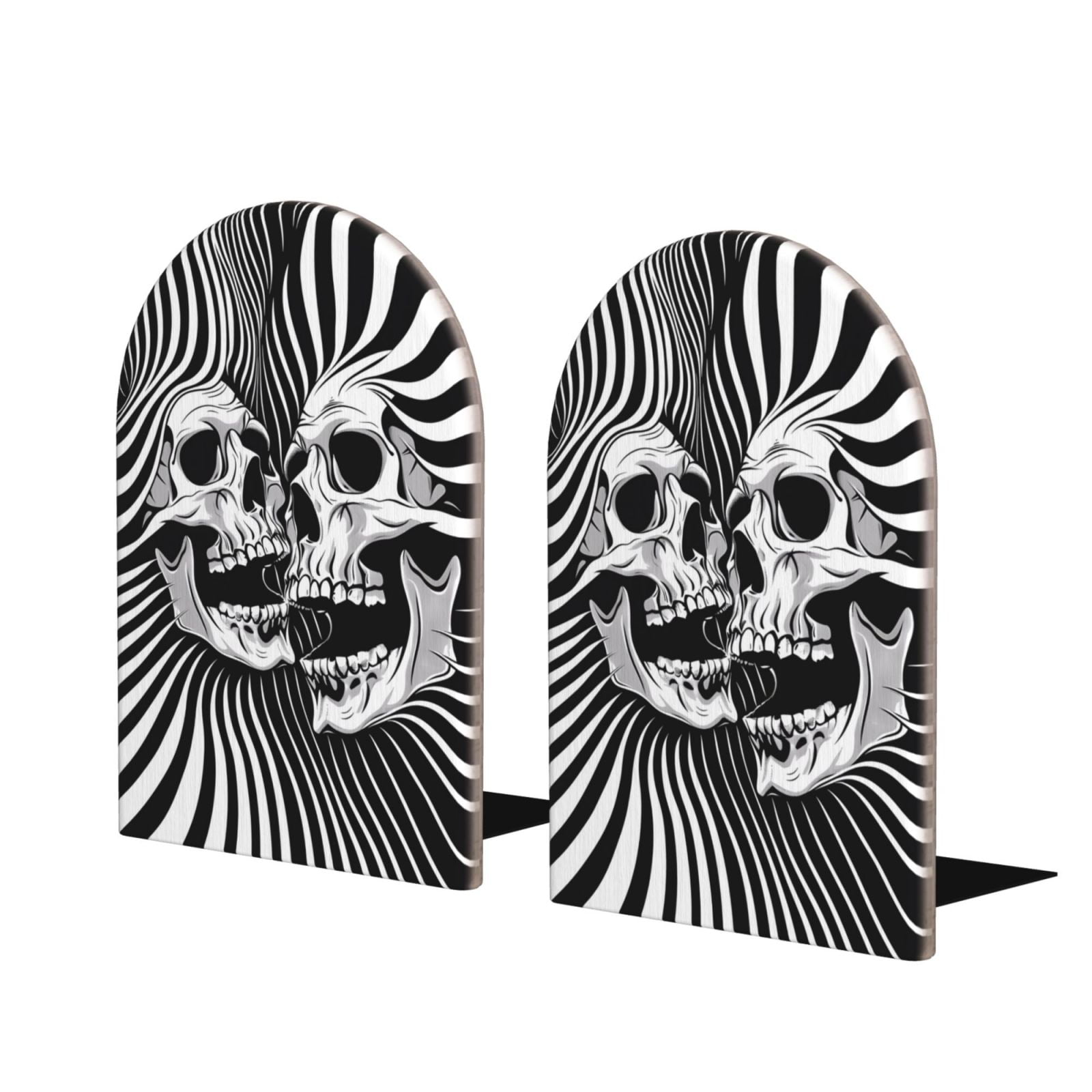 Lukts Psychedelic Skull Illusion Art for Wooden Bookends, Heavy Duty ...