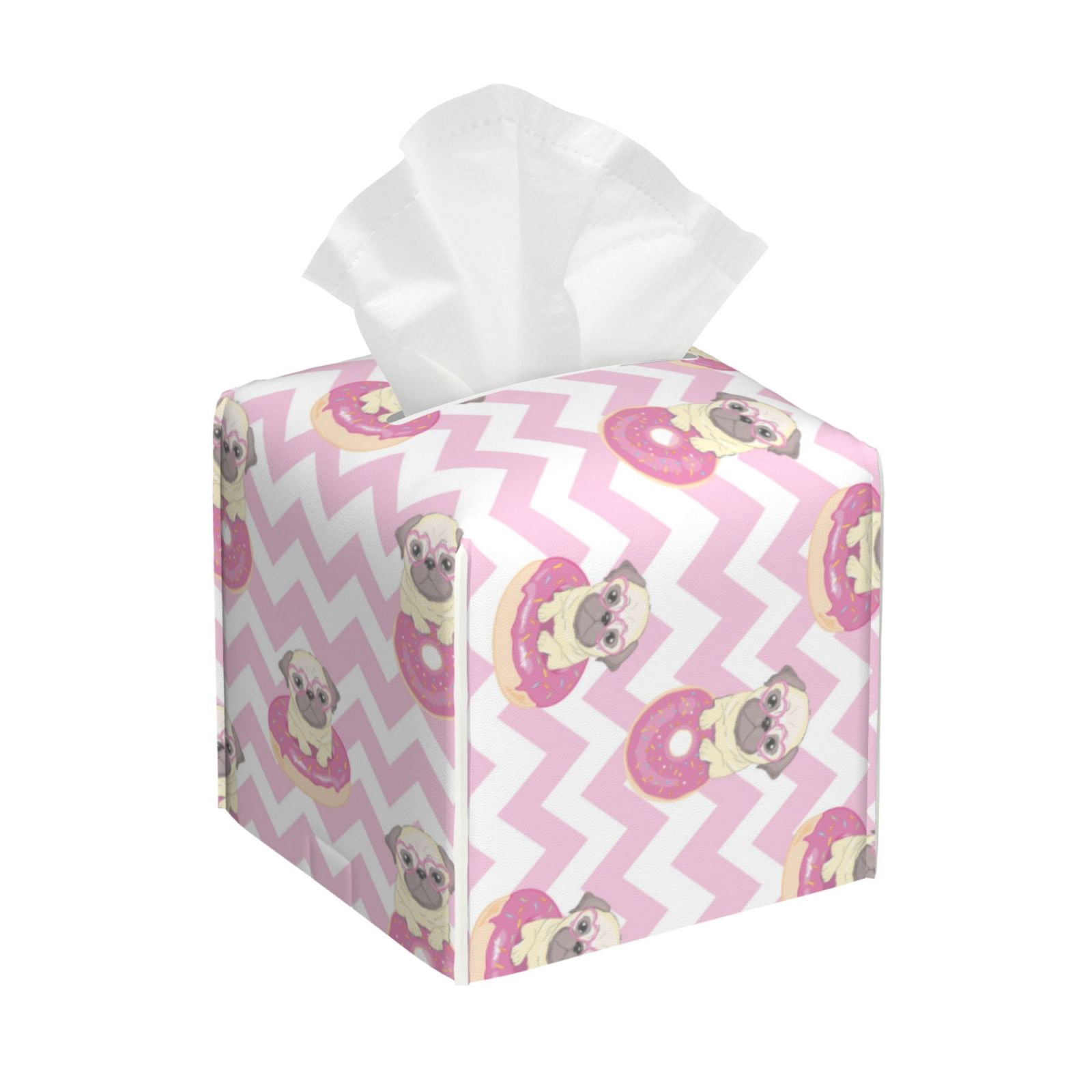 Lukts Pug And Donut for Leather Tissue Box Cover Square，Decorative Faux ...