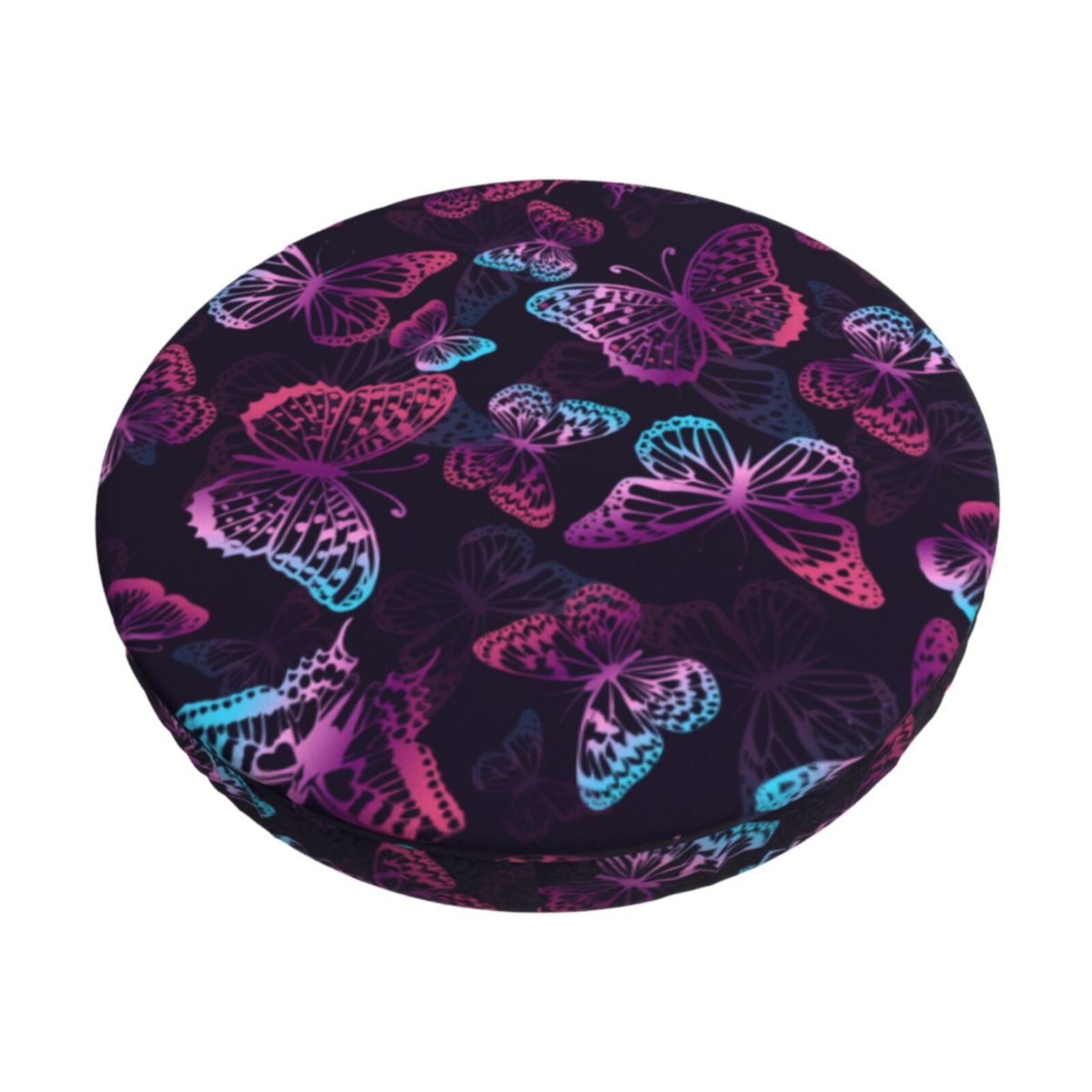 Lukts Purple Butterfly Bar Stool Covers 12"-14" Round Crease-Resistant ...