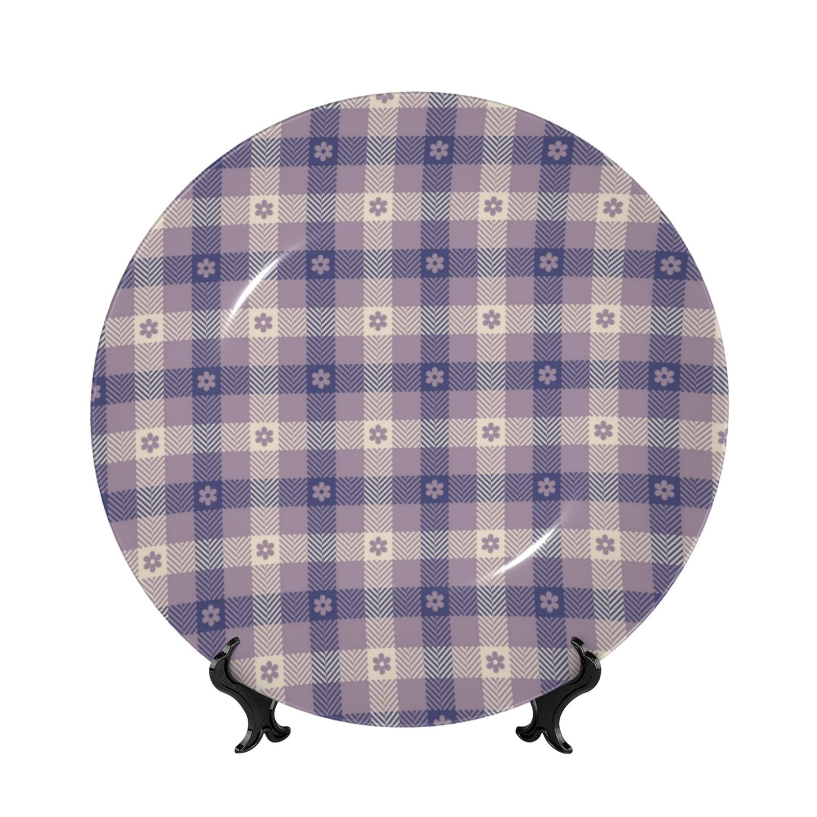 Lukts Purple Floral Gingham Check Plaid for Bone China Decorative ...