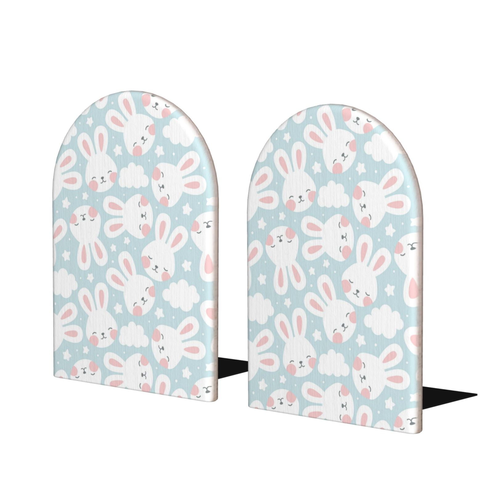 Lukts Rabbit And Star for Wooden Bookends, Heavy Duty Metal Bookshelf ...