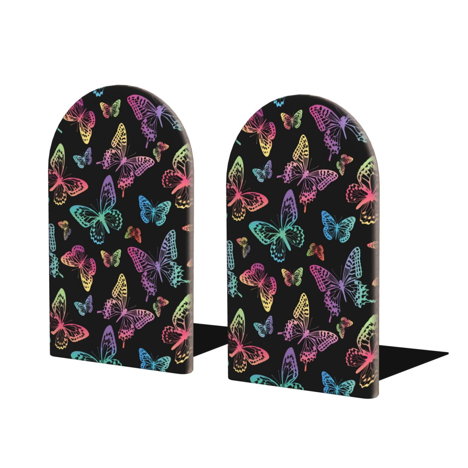 Lukts Rainbow Butterflies Print Wood Bookends,Non-Skid Bookend for ...