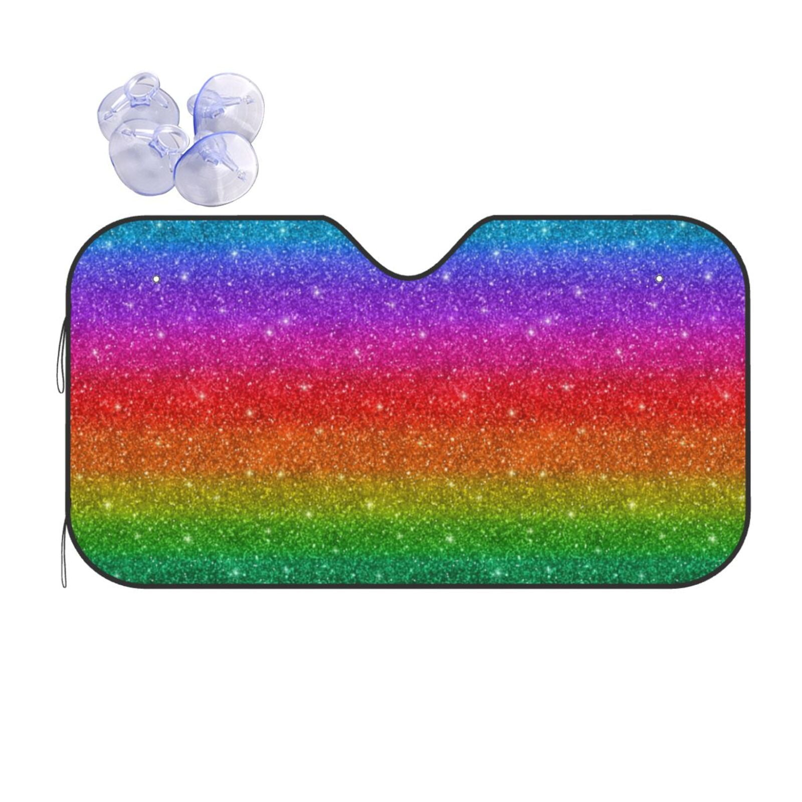 Lukts Rainbow Glitter Car Windshield Sun Shade With Storage Pouch ...