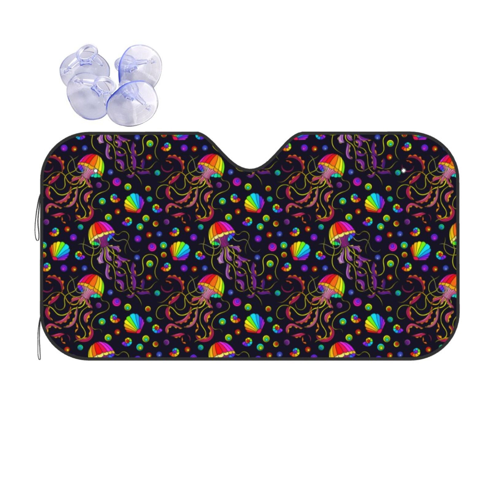 Lukts Rainbow Jellyfishes Car Windshield Sun Shade With Storage Pouch ...
