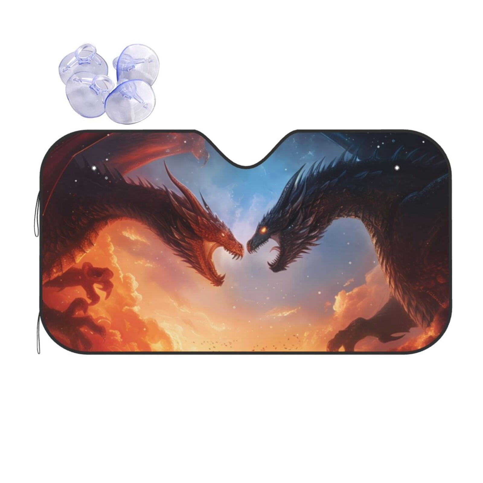 Lukts Red And Blue Fire Cloud Dragon Car Windshield Sun Shade with ...