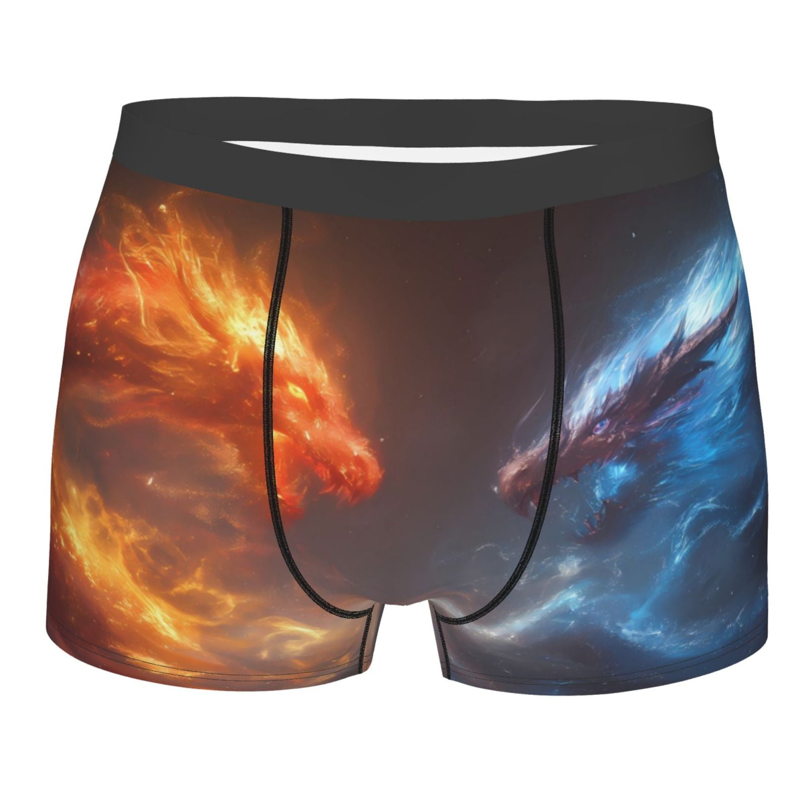 Lukts Red And Blue Fire Dragon D Men's Underwear Covered Waistband ...