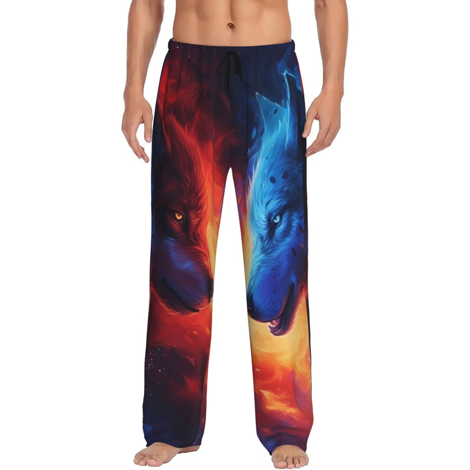 Lukts Red And Blue Fire Wolf for men - sleek Straight Pajama Pants ...