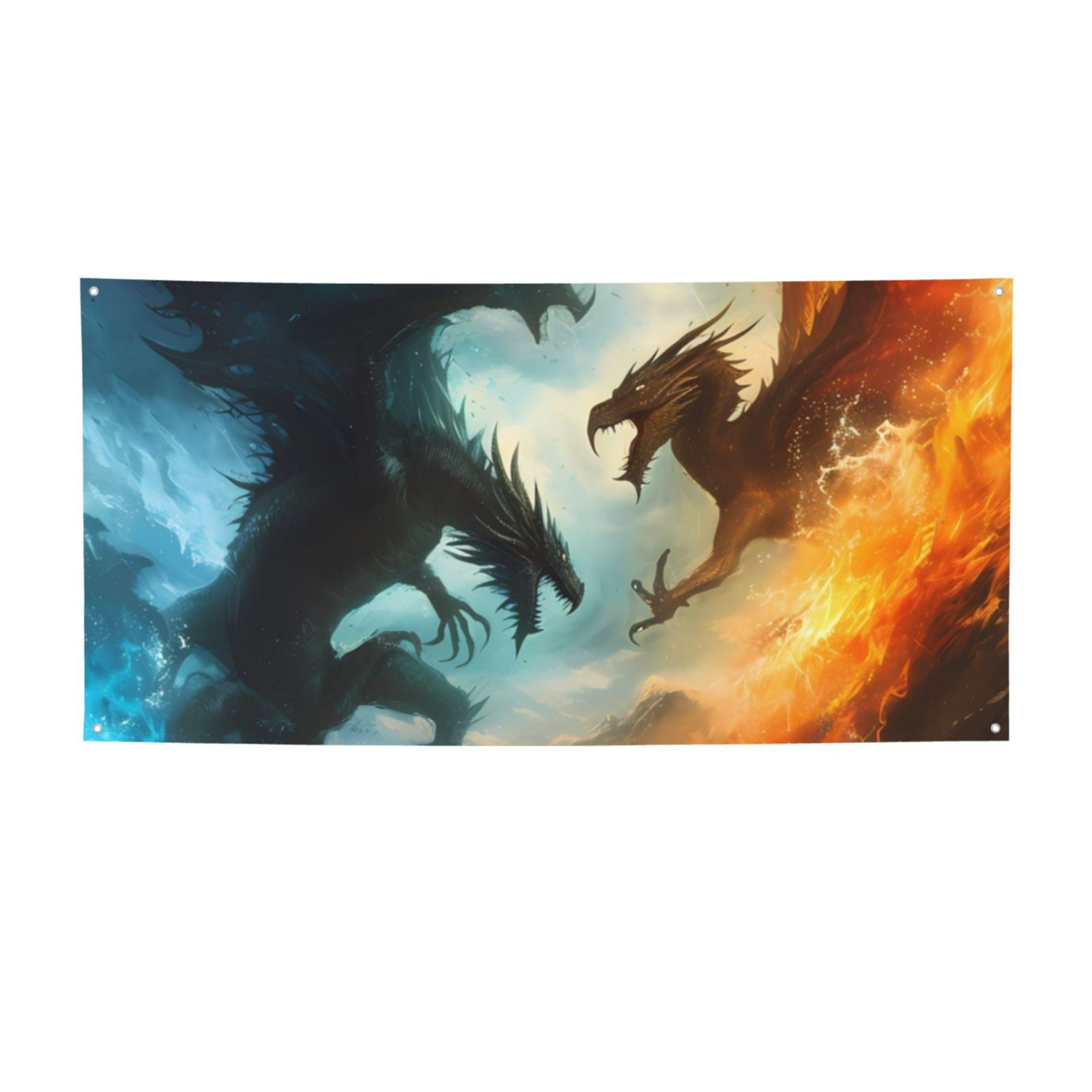 Lukts Red And Blue Flame Wave Dragon Print Banners and Signs for ...
