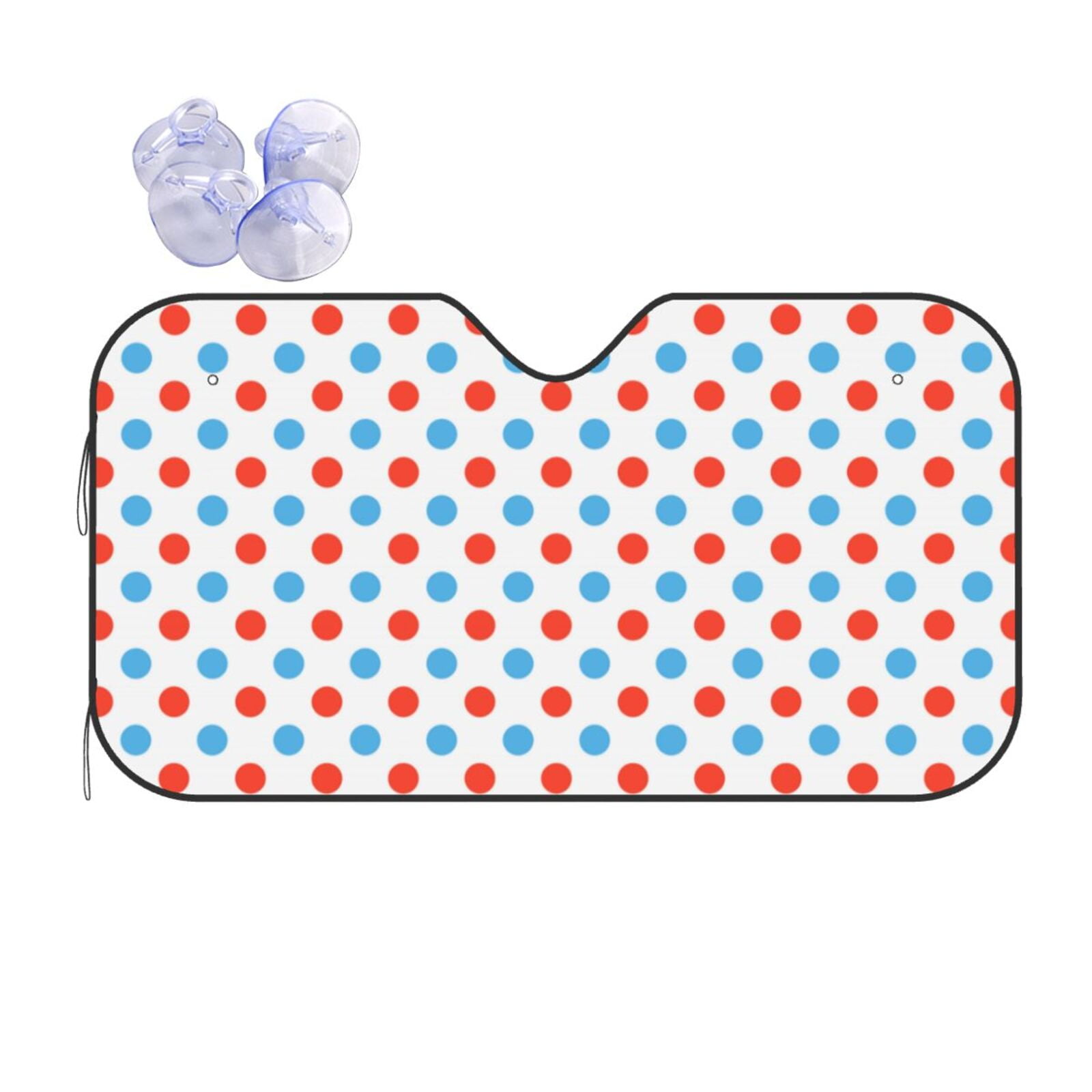 Lukts Red Blue Polka Dots Car Windshield Sun Shade With Storage Pouch ...