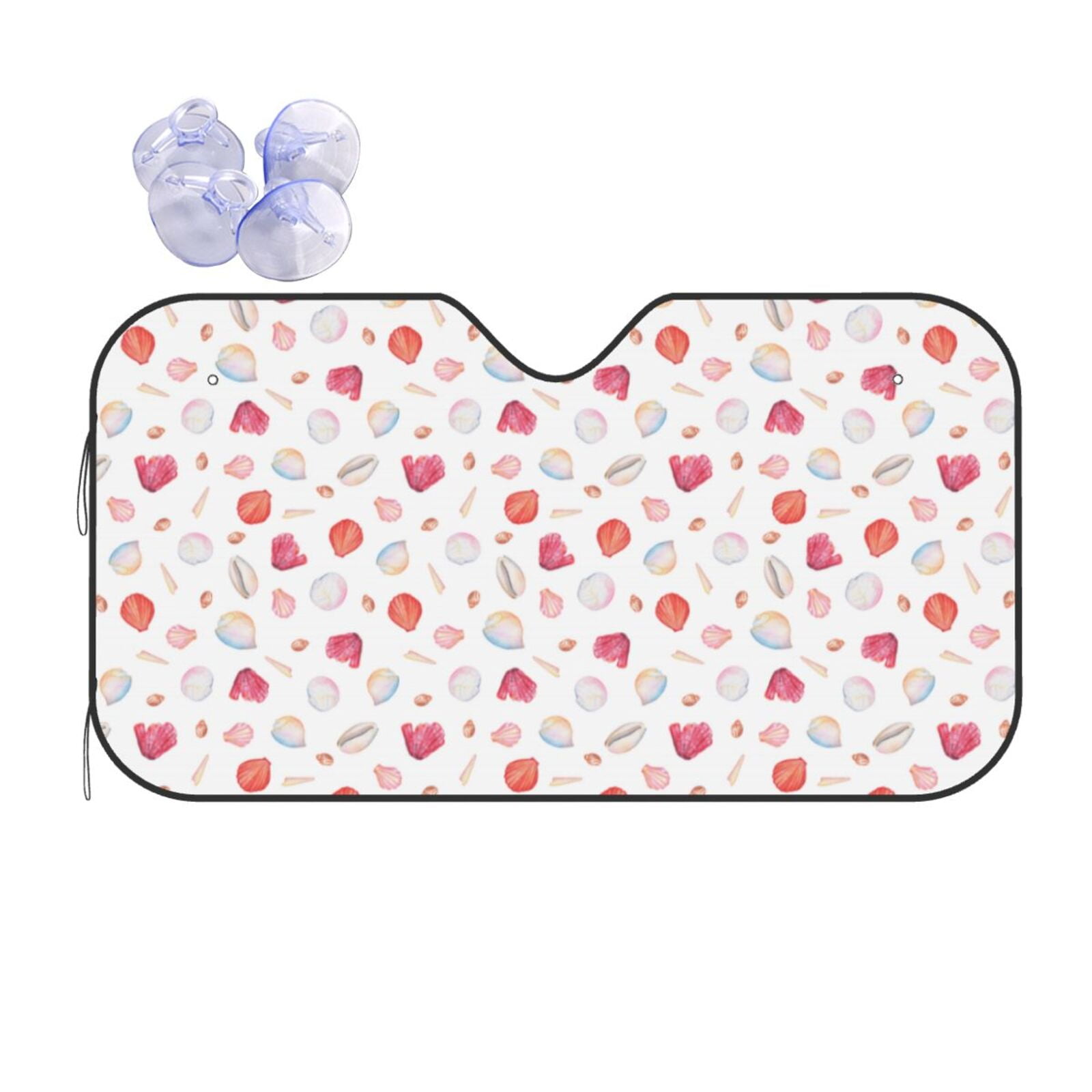 Lukts Red Coral And Scallop Seashell Car Windshield Sun Shade With ...