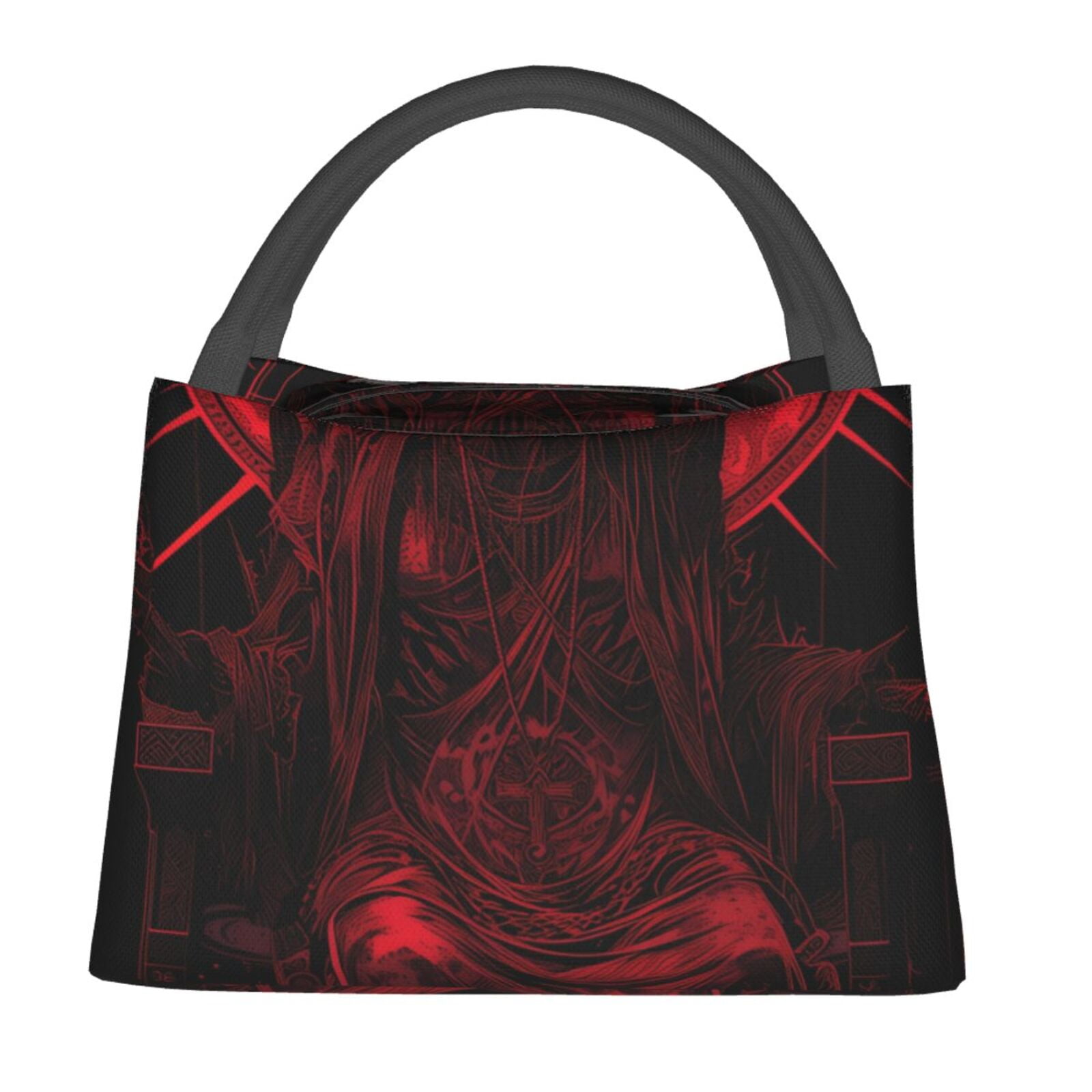 Lukts Red Gothic Skeleton Throne Pattern Small Lunch Bag for Men Women ...