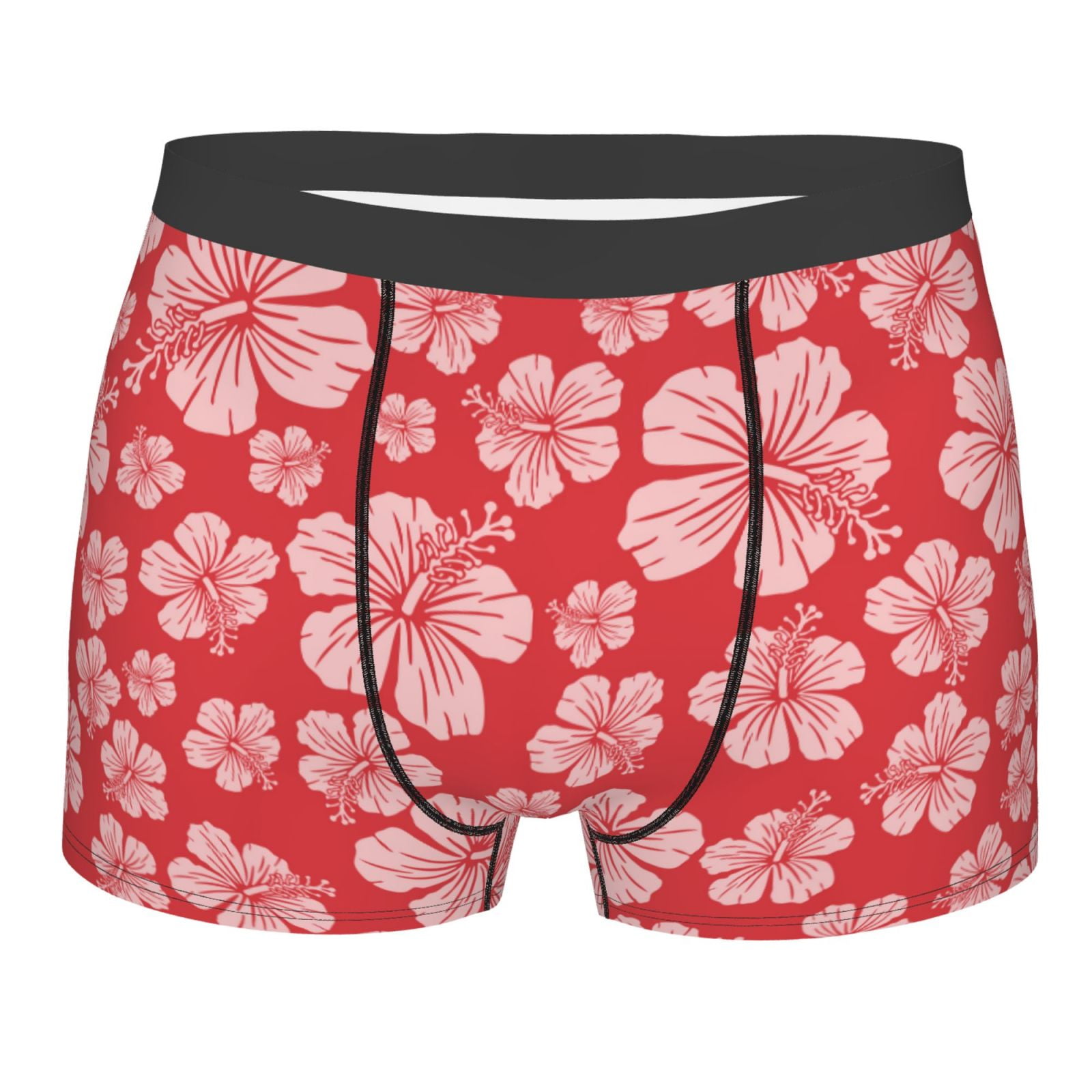 Lukts Red Hibiscus Flower Men'S Underwear Covered Waistband Boxer ...
