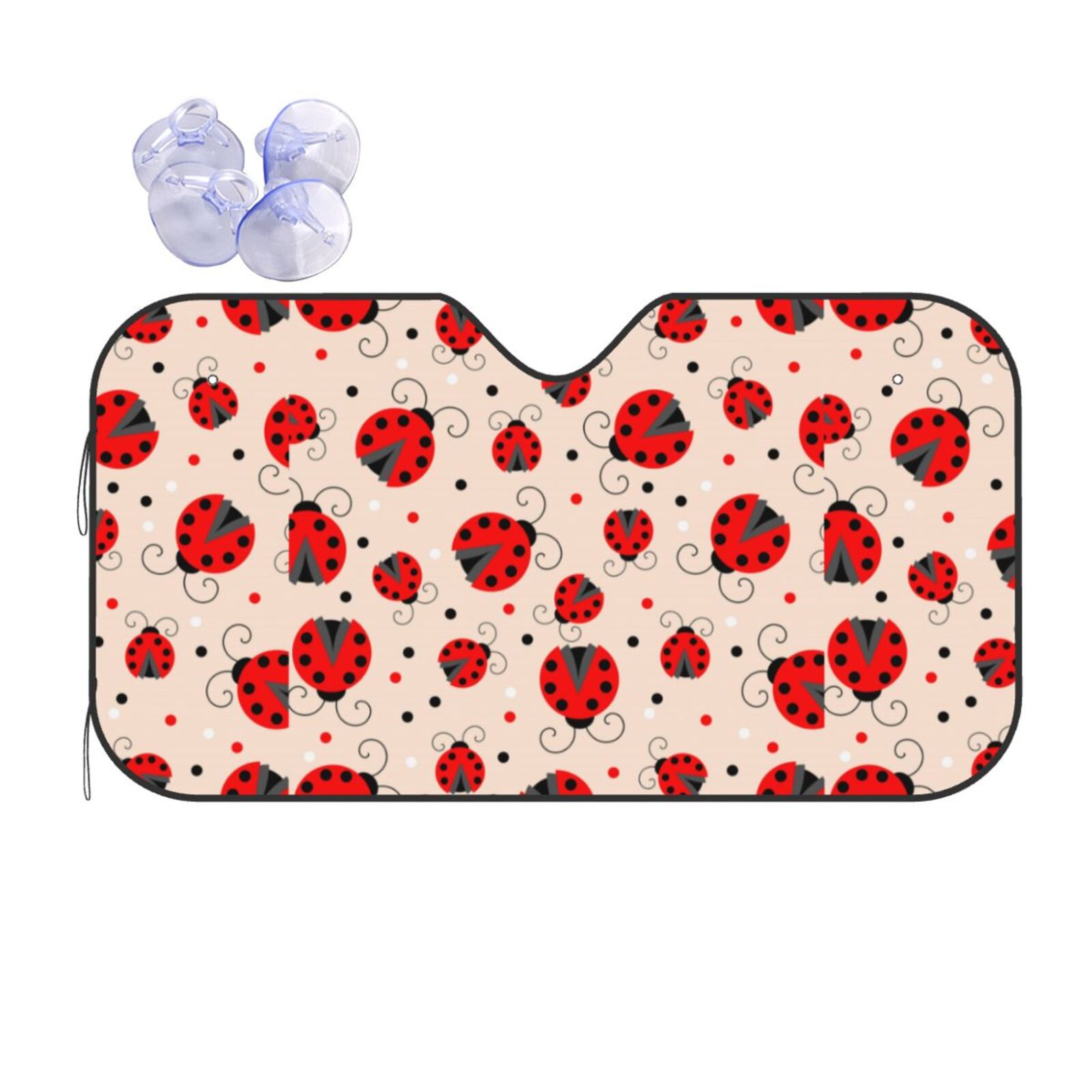 Lukts Red Ladybug Car Windshield Sun Shade With Storage Pouch,Foldable ...