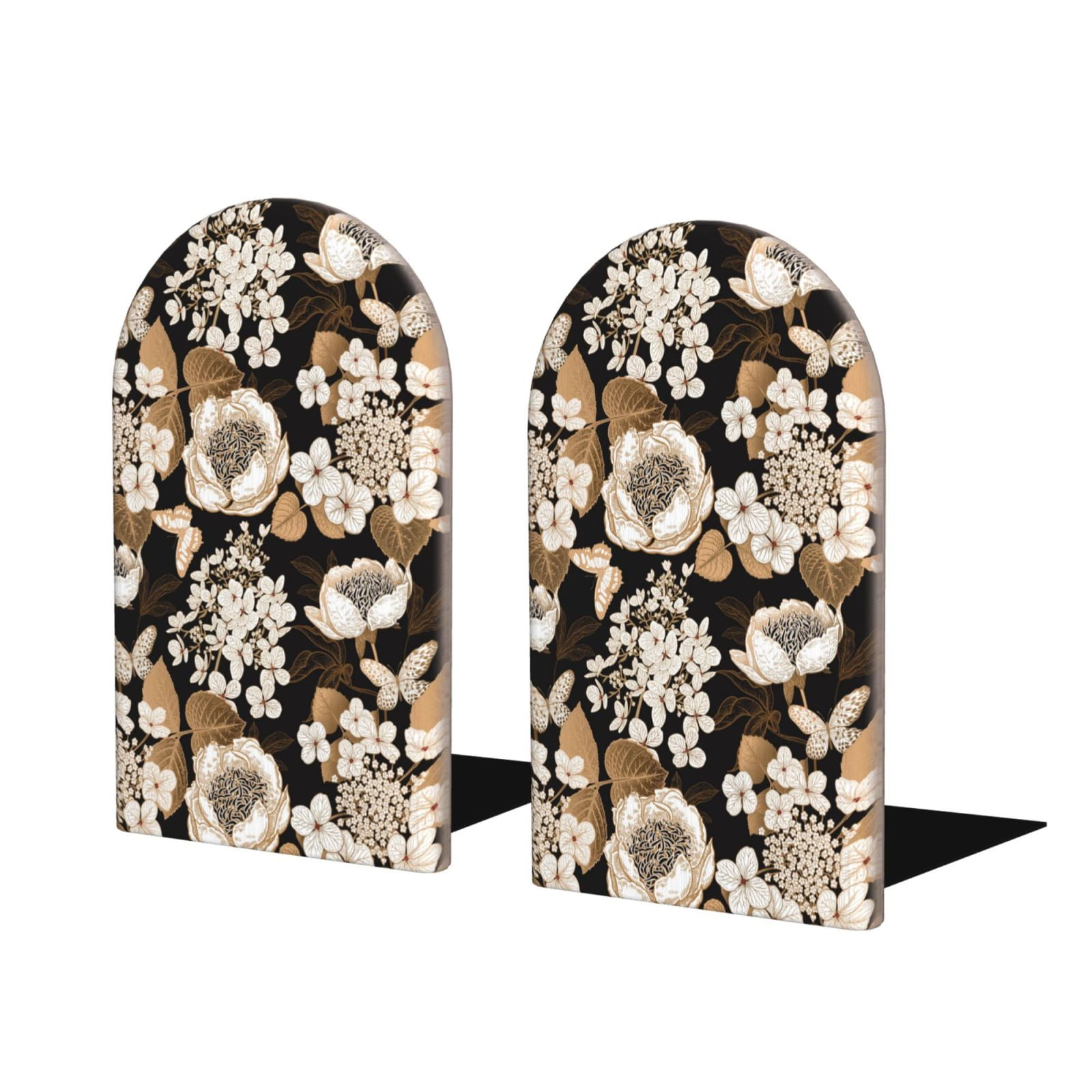 Lukts Retro Hydrangeas Print Wood Bookends,Non-Skid Bookend for Shelves ...