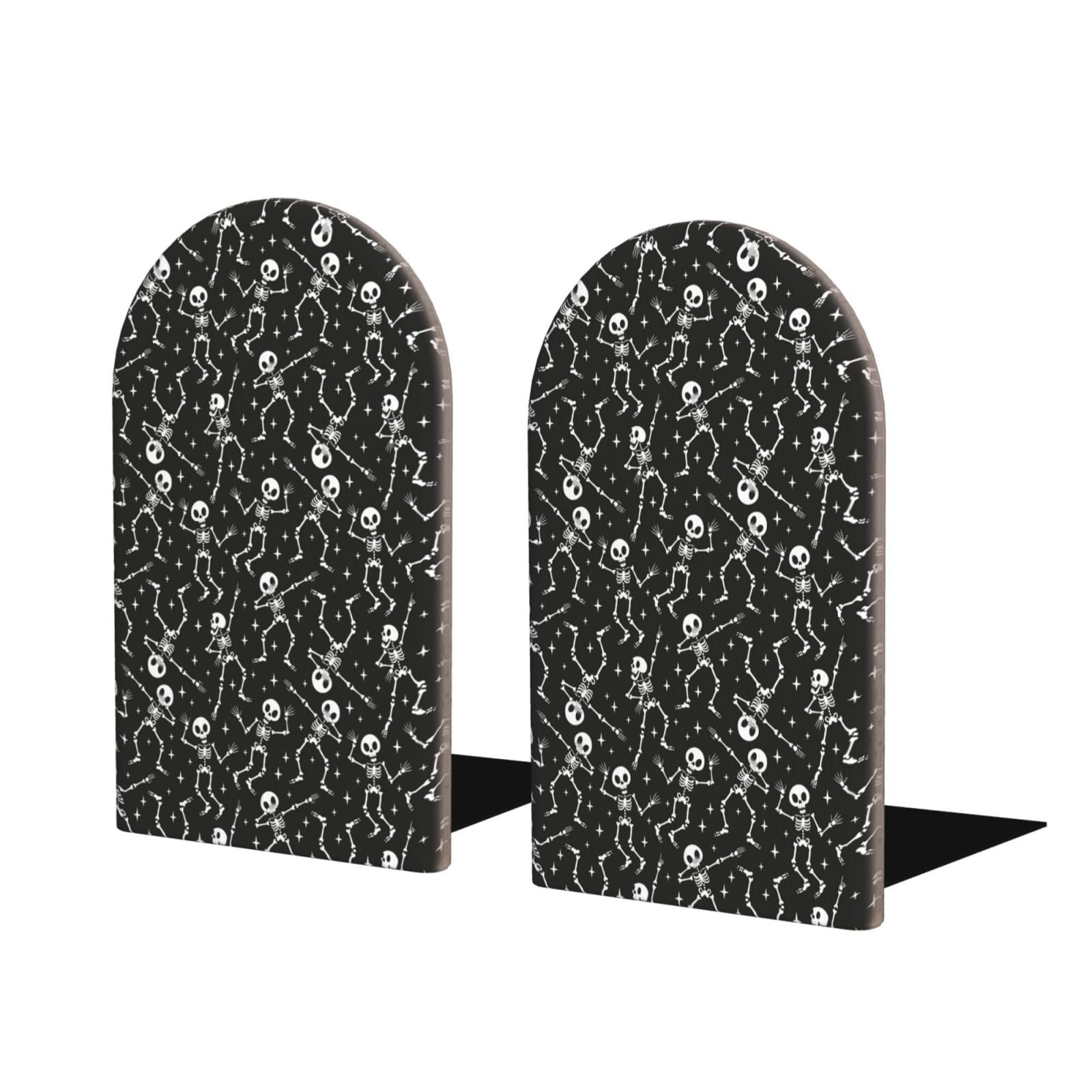 Lukts Retro Skeleton Dancing On Halloween Party Print Wood Bookends,Non ...