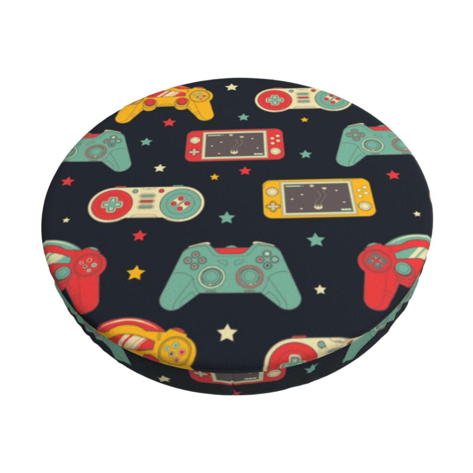 Lukts Retro Video Game Bar Stool Covers 12"-14" Round Crease-Resistant ...