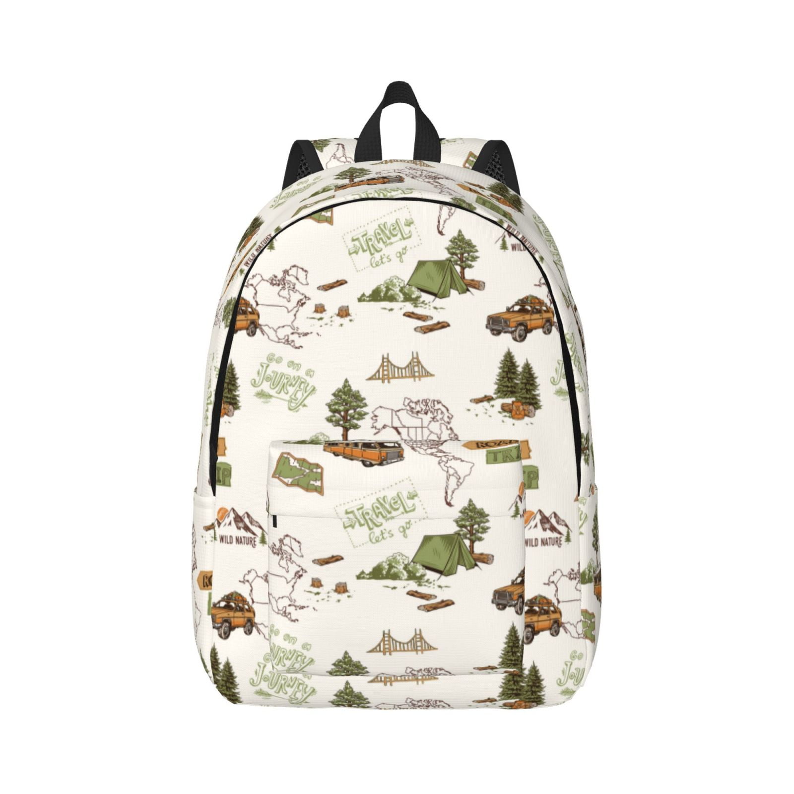 Lukts Road Trip Pattern Canvas College Laptop Backpack, Book Bag ...