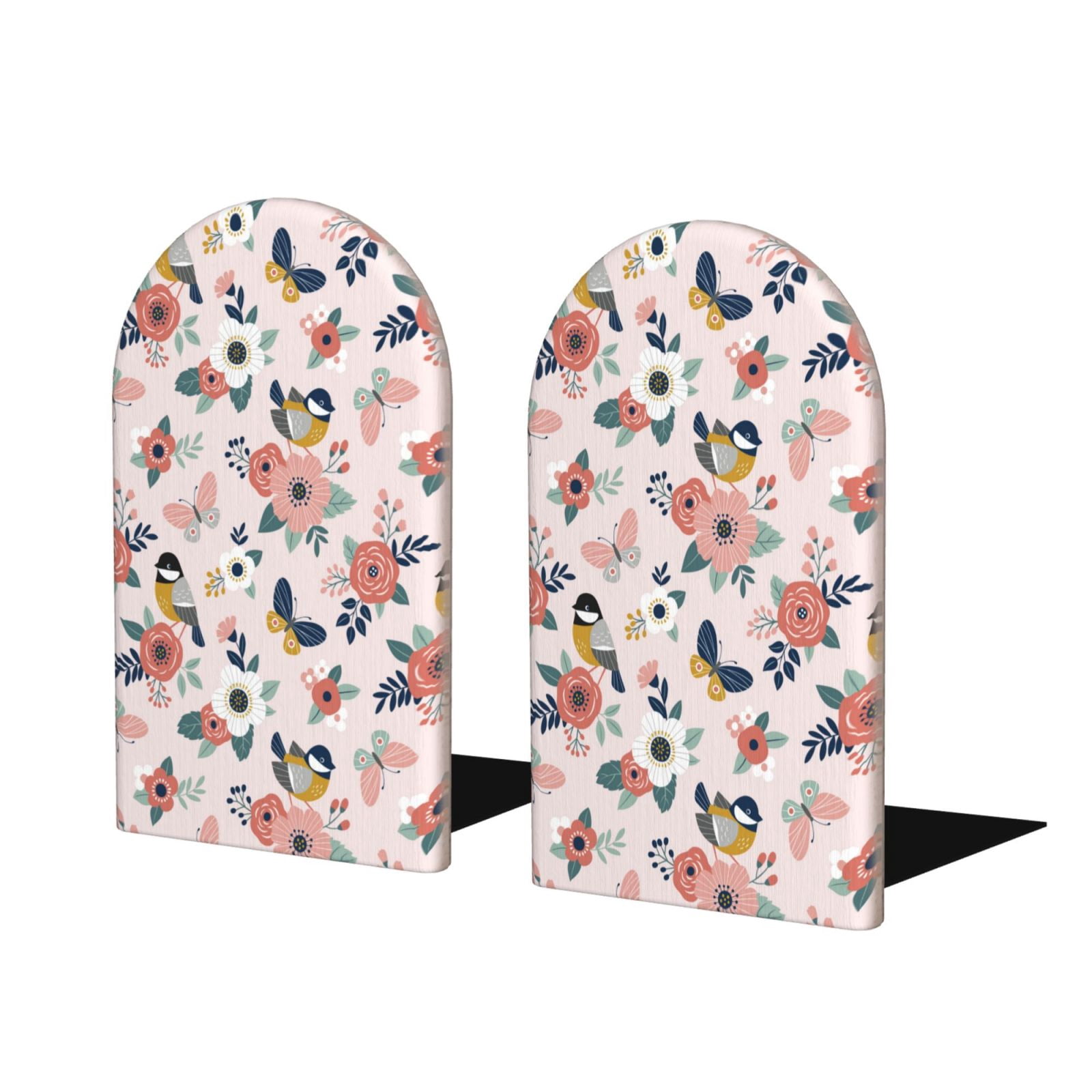 Lukts Rose Flowers Print Wood Bookends,Non-Skid Bookend for Shelves ...